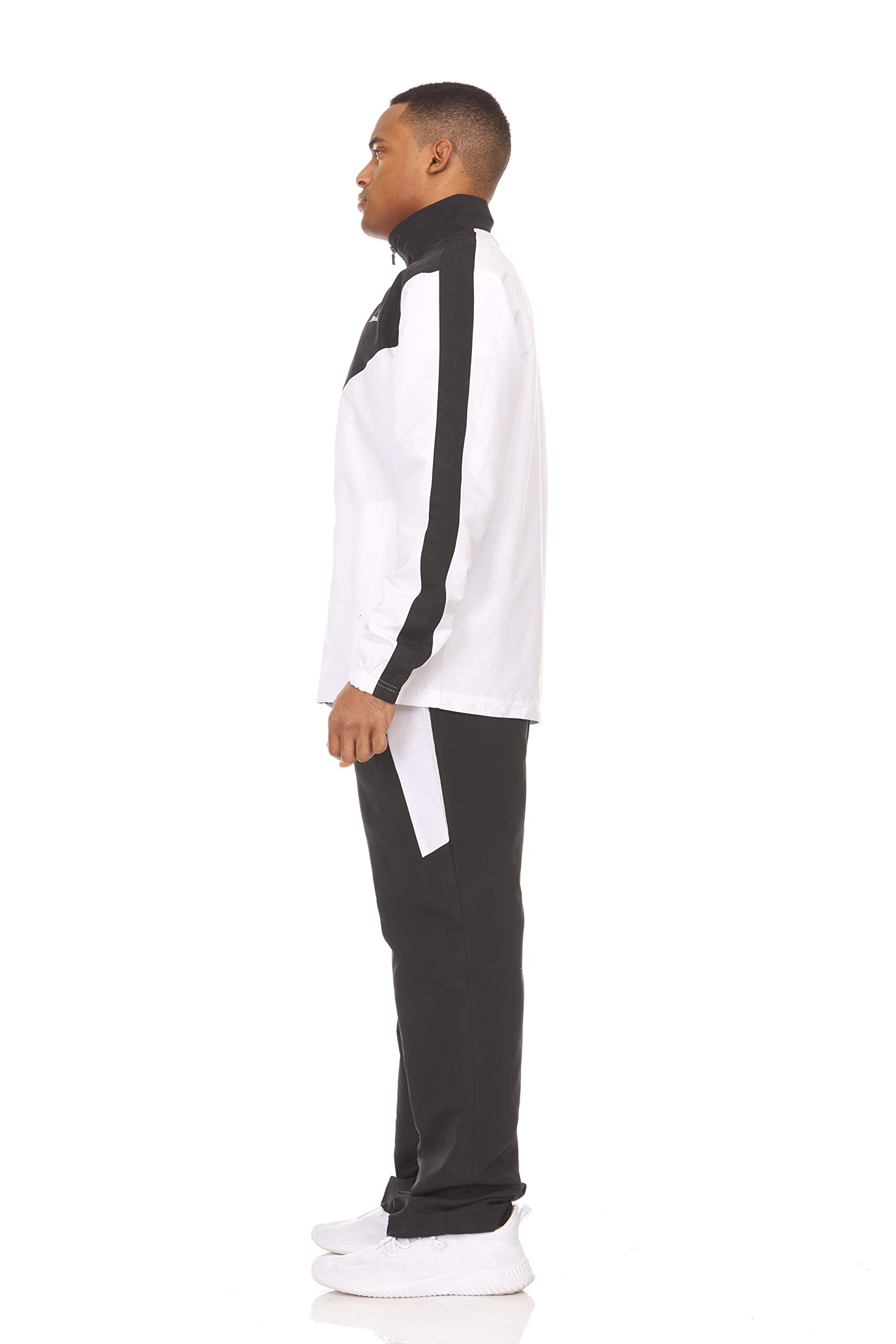Spalding Mens Performance Woven Tracksuit Set - 2 Piece Set with Full Zip Jacket and Pants, Black/White, L