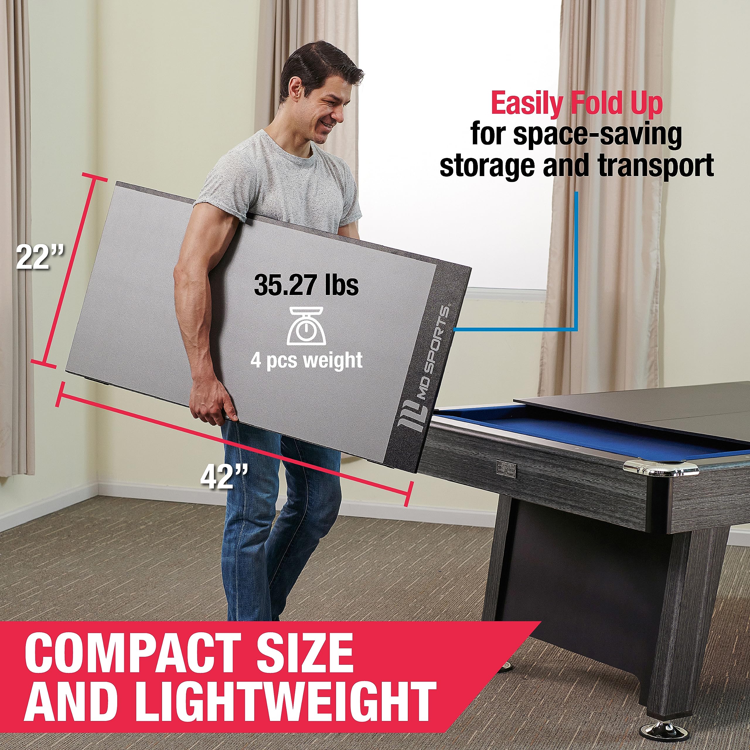 MD Sports 4-Piece Table Tennis Tabletop, Gray & Black (Midsize Conversion Top), 84'' (TT409Y19003)