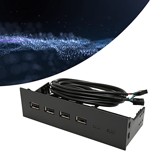 DAUERHAFT Front Panel, Multifunctional 19 Pin 5.25 Inch Sturdy Metal Construction USB2.0 Hub Front Panel for 5.25 Inch PC Computer Case