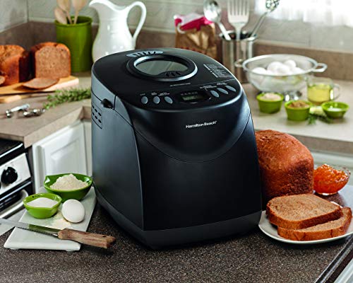 Hamilton Beach (29882C) HomeBaker 2 Lb. Bread Maker Machine with 12 Program Cycles, Non-Stick Dishwasher-Safe Pan and 2 Kneading Paddles, Black (Renewed)