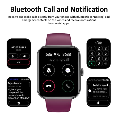 GERSVAR Smart Watch Bluetooth Calling (Answer/Make Call) 42mm Touch Screen, 100 Sports Modes Fitness Tracker with Heart Rate Monitor Blood Oxygen IP68 Waterproof,Compatible with Android iOS