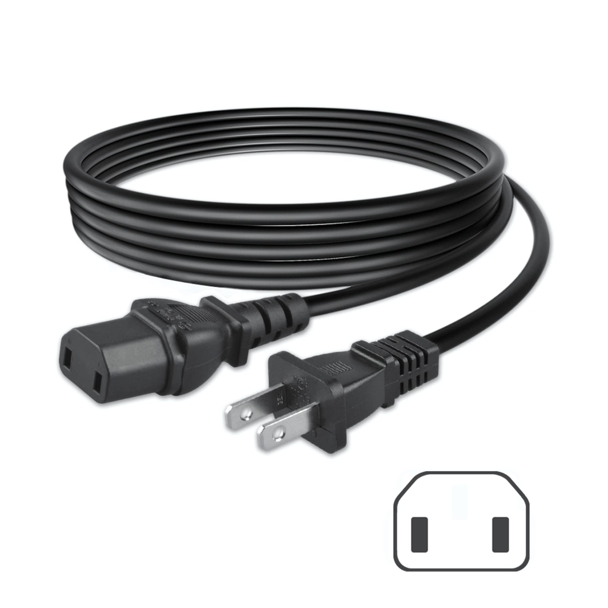 PKPOWER 2-Prong AC Power Cord Cable Lead Replacement for Xbox One 360 Falcon Jasper Slim JI-HAW JHT-038 Supply