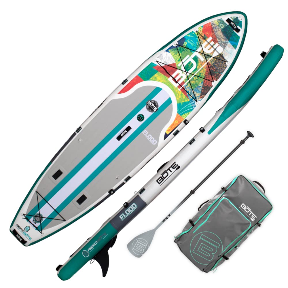 Bote Flood Aero Inflatable Stand Up Paddle Board, SUP with Accessories | Pump, Paddle, Fin, Travel Bag | Native Patchwork…