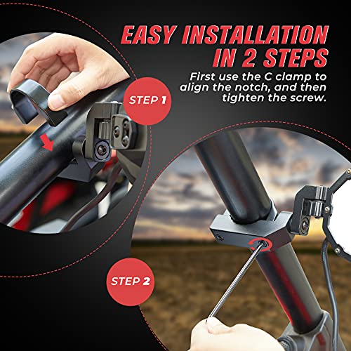 KEMIMOTO UTV Side Mirrors with Turn Signal & Spot Light for 1.6"-2" Roll Bar, Heavy Duty Aluminium Multi-Adjustment UTV Mirrors Compatible with Polaris RZR Kawasaki Mule Pioneer Talon Can Am X3 CFMOTO