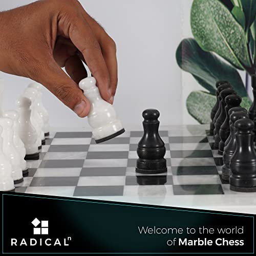 RADICALn 15 Inches Large Handmade White and Black Weighted Marble Full Chess Game Set Staunton and Ambassador Style Marble Tournament Chess Sets for Adults
