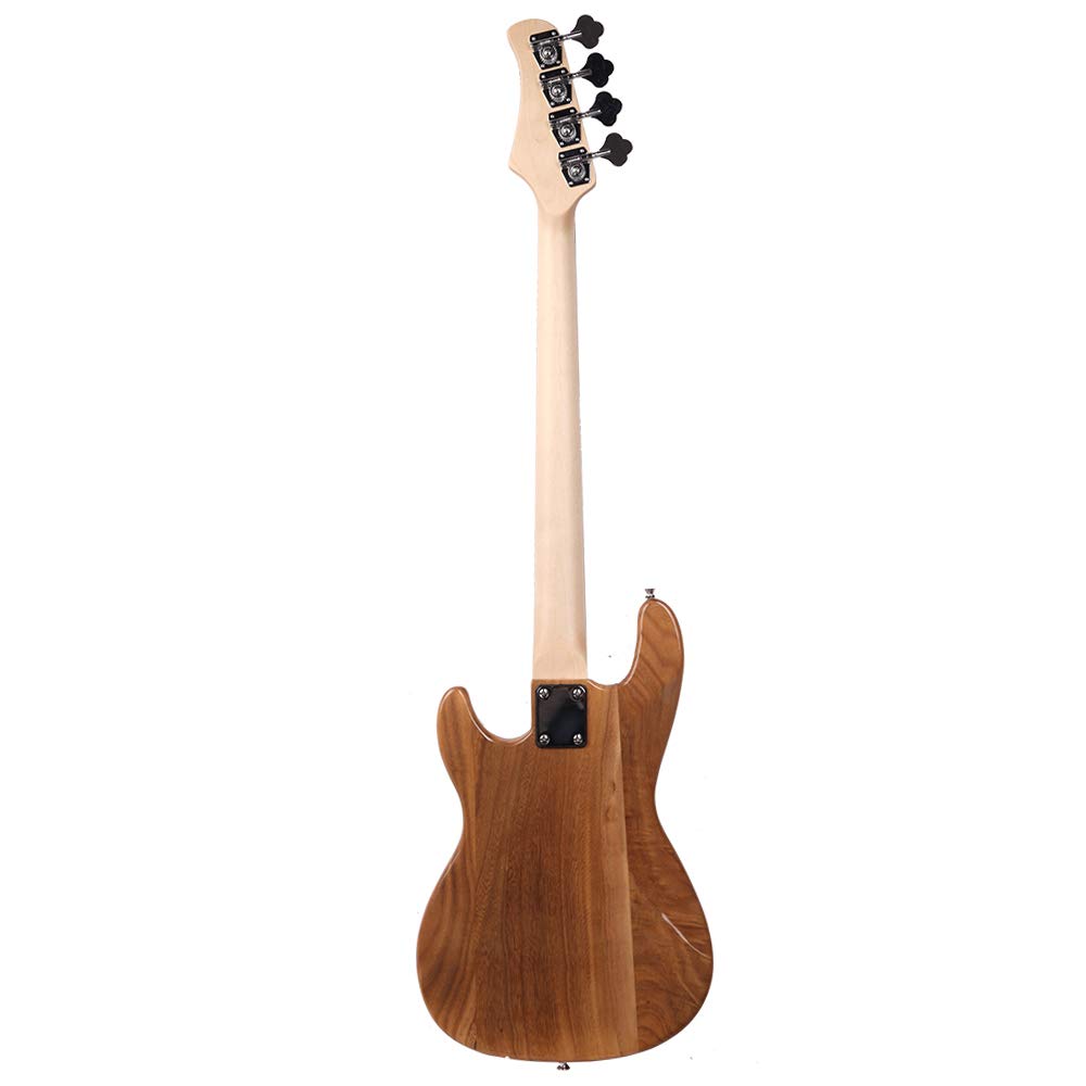 Lykos Fashion White Full Size 4-String Electric Bass Guitar Burning Fire Style (Burly Wood)