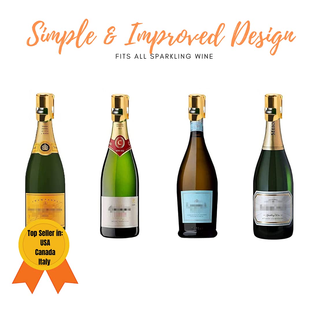 Champagne stoppers - Professional Sparkling Wine stopper, Silicone sealed Leak proof Champagne bottle cork, Suitable for all standard wine bottle size - Plug Built-In pressure pump