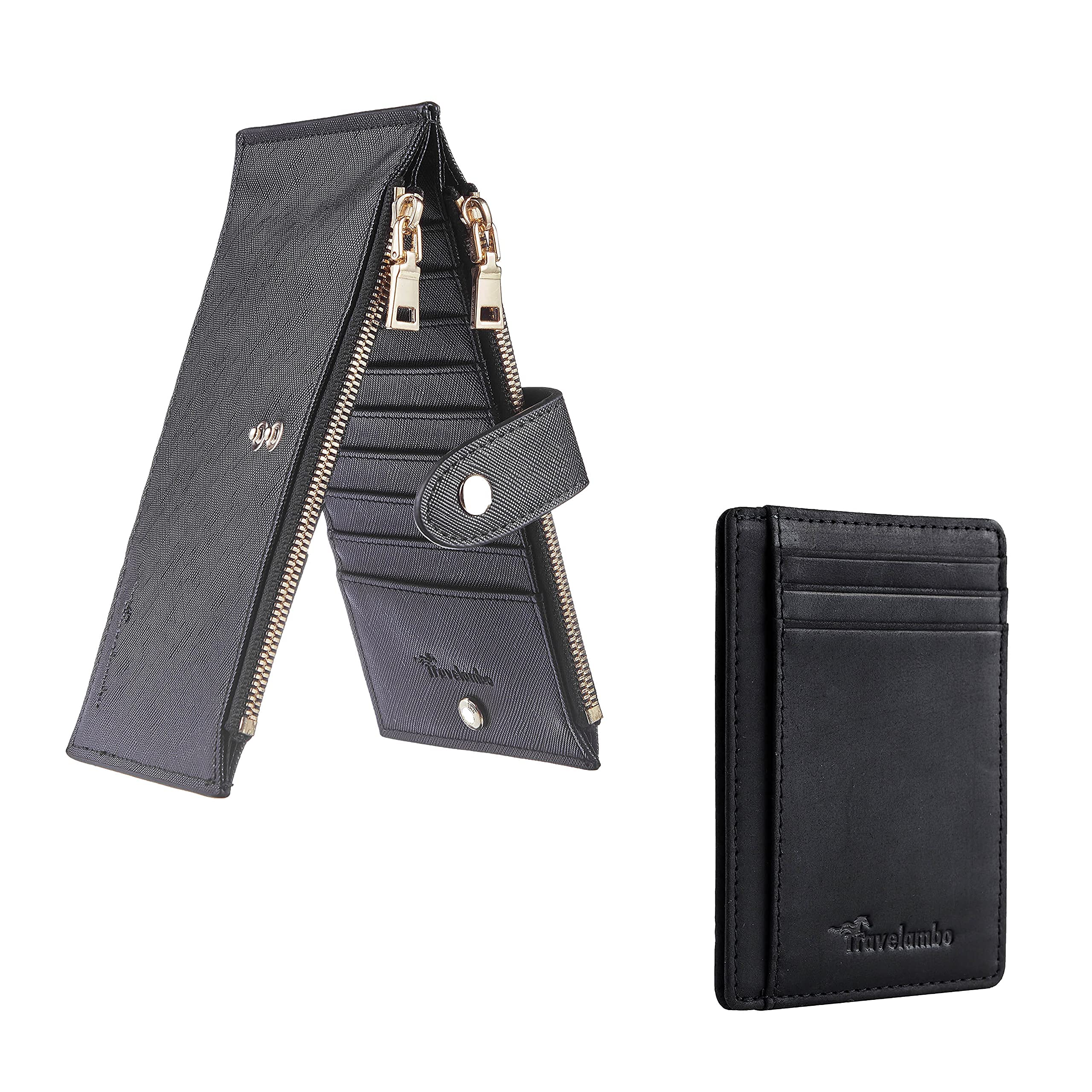 Travelambo Womens Multi Card Case Wallet & Front Pocket Minimalist Leather Slim Wallet