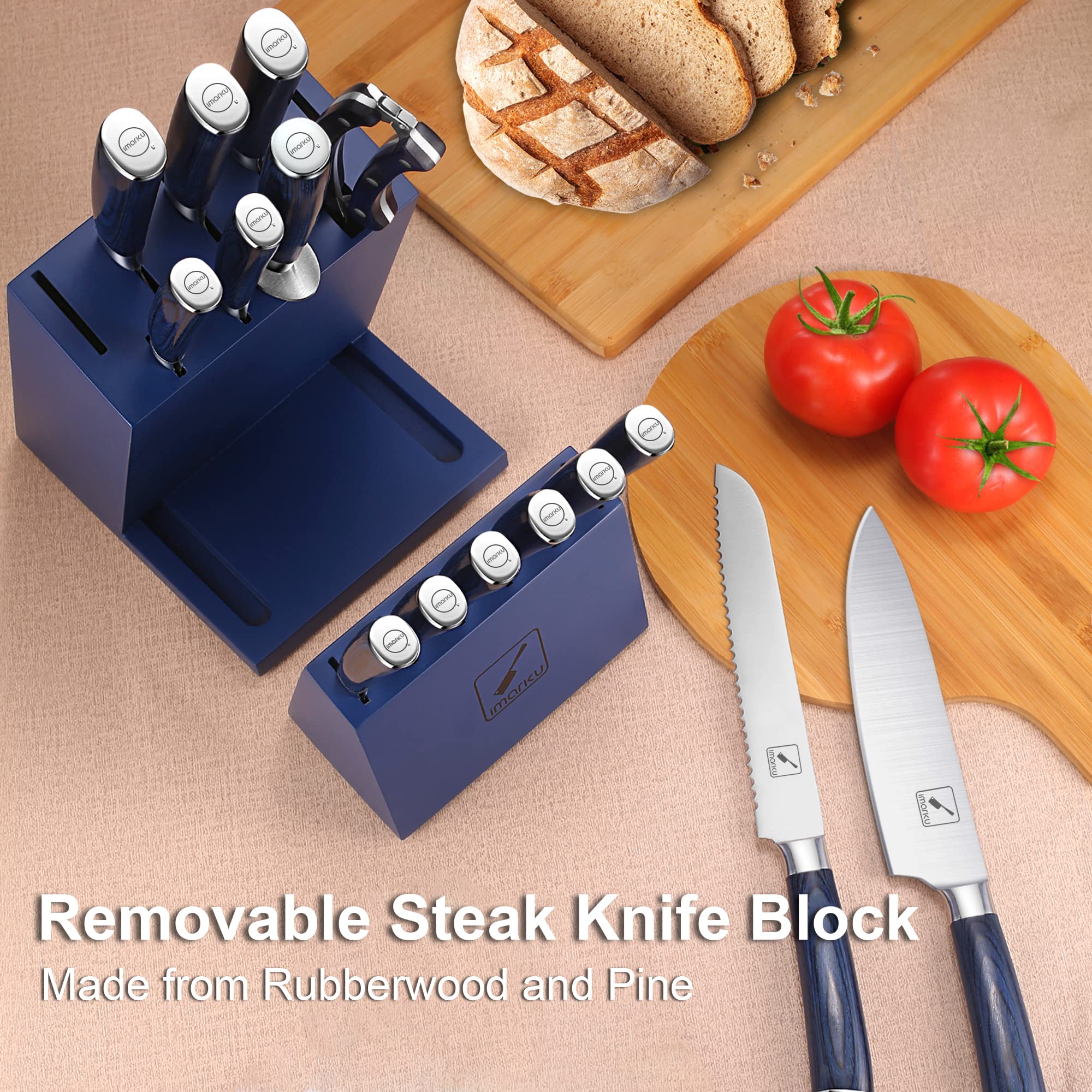 imarku 7 Inch Meat Cleaver & 16-Piece Kitchen Knife Set with Block