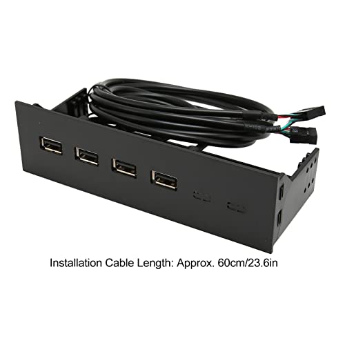 DAUERHAFT USB2.0 Hub Front Panel, 5.25 Inch Multifunctional 4 Ports Front Panel 19 Pin for 5.25 Inch PC Computer Case