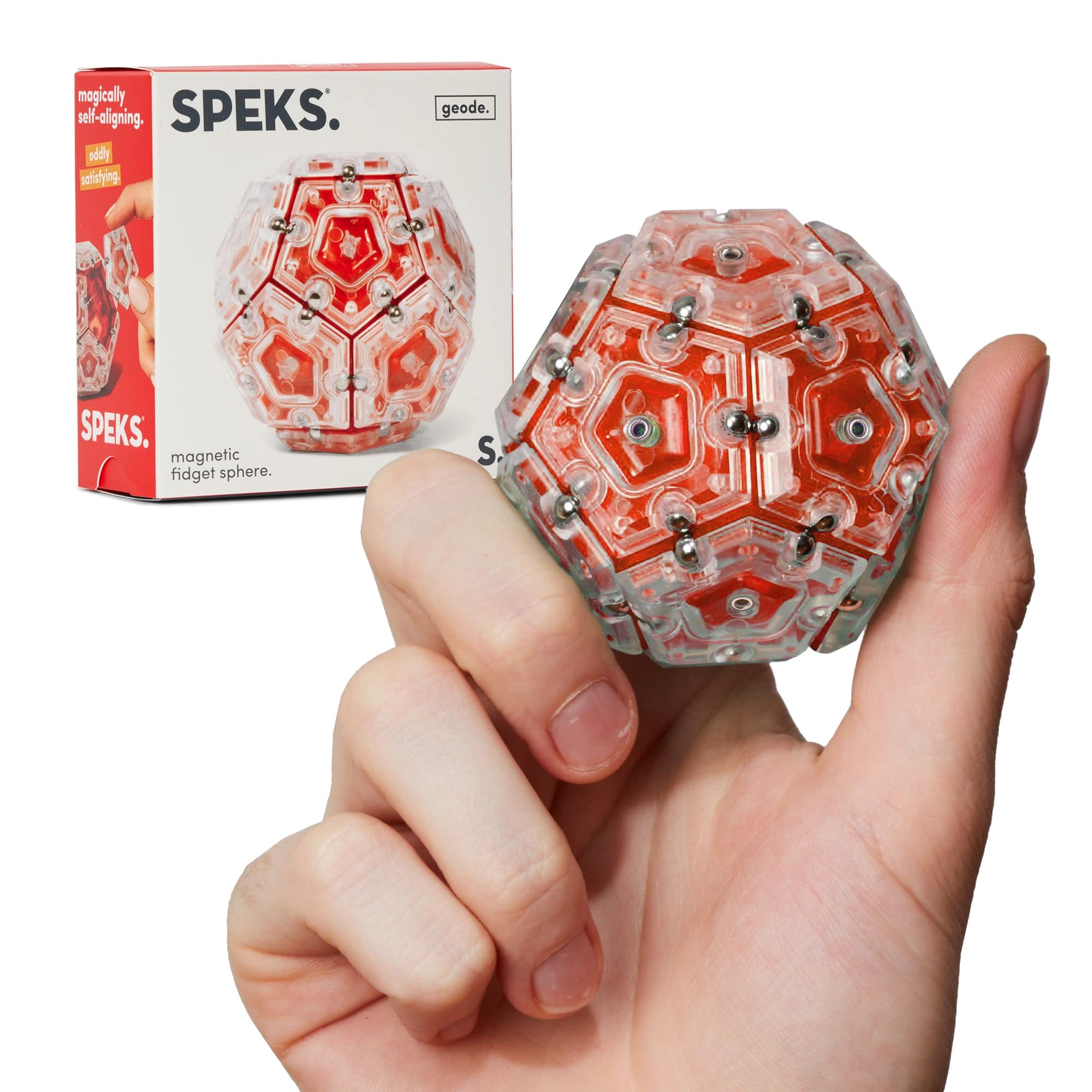 Speks Geode Sphere Magnetic Fidget Toy for Adults & Teens 14+ | Sensory Gadget for Stress Relief and Anxiety, Office Desk Toy Present, Christmas Gift, Holiday Stocking Stuffer | Lava, 12-Piece Set