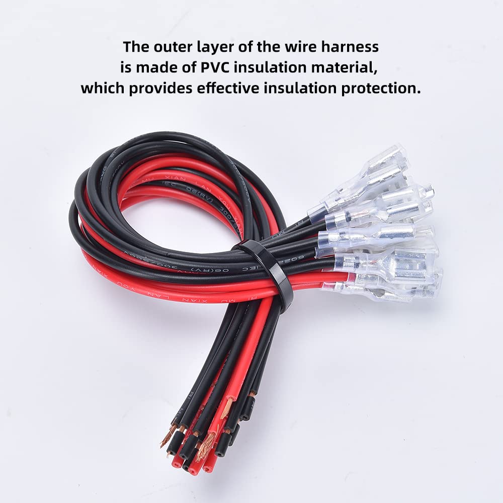 CNAODUN 32Pcs Female Spade Connector 4.8mm and 6.3mm Crimp Terminal with Insulating Sleeve and Wire Female Spade Quick Splice Assortment Kit