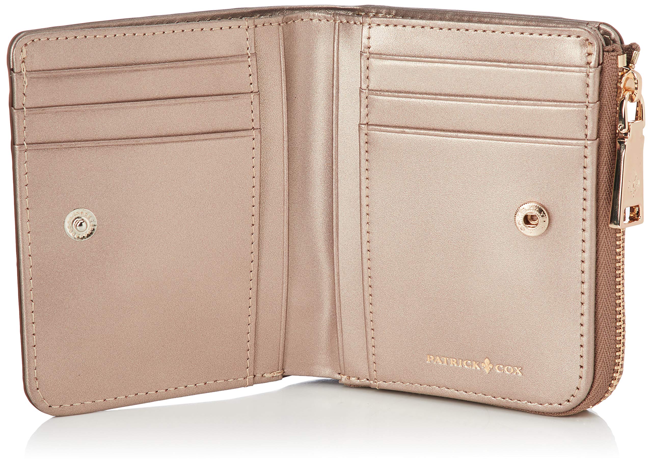 PATRICK COX(パトリックコックス) Women's PXLWKBS2 Queen Pattern Pearl Embossing Compact Storage (Includes Exclusive Box), Golden