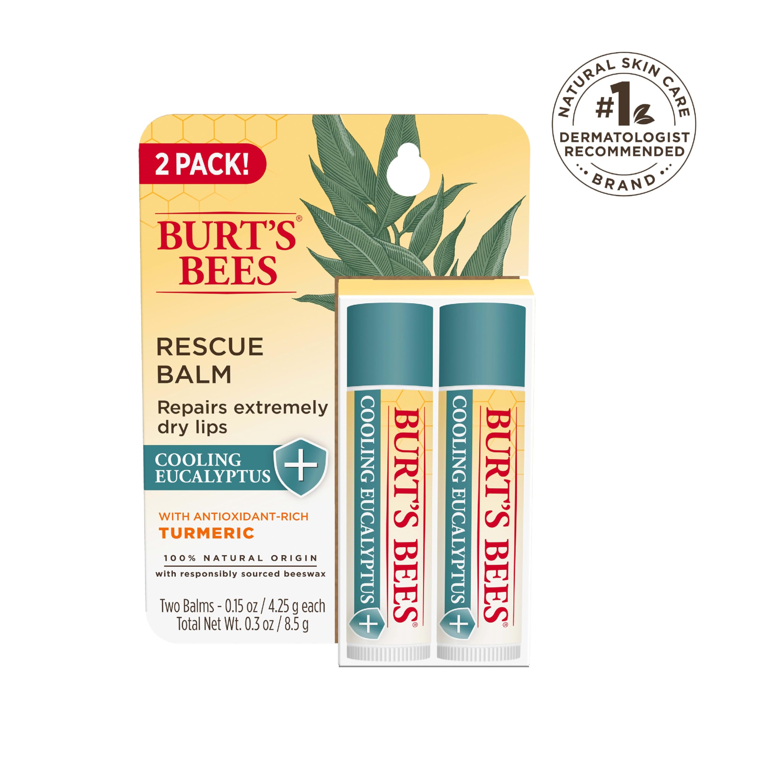 Burts Bees Lip Balm Rescue Unscented .15 Ounce - 10792850911038