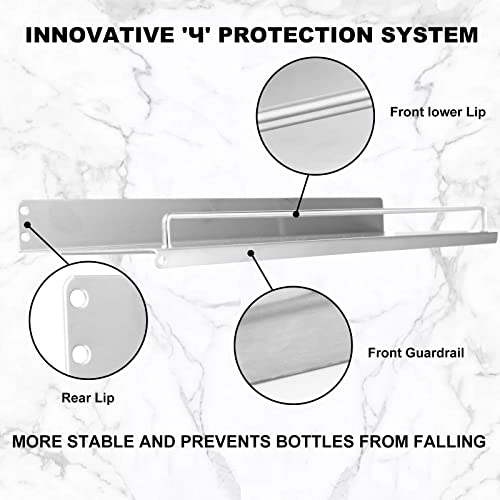 Flaovoth Shelf for Stove Top, 30’’ Shelf for Kitchen Stove Stainless Steel Over the Stove Spice Rack with Rail to Prevent Falling, Non Magnetic