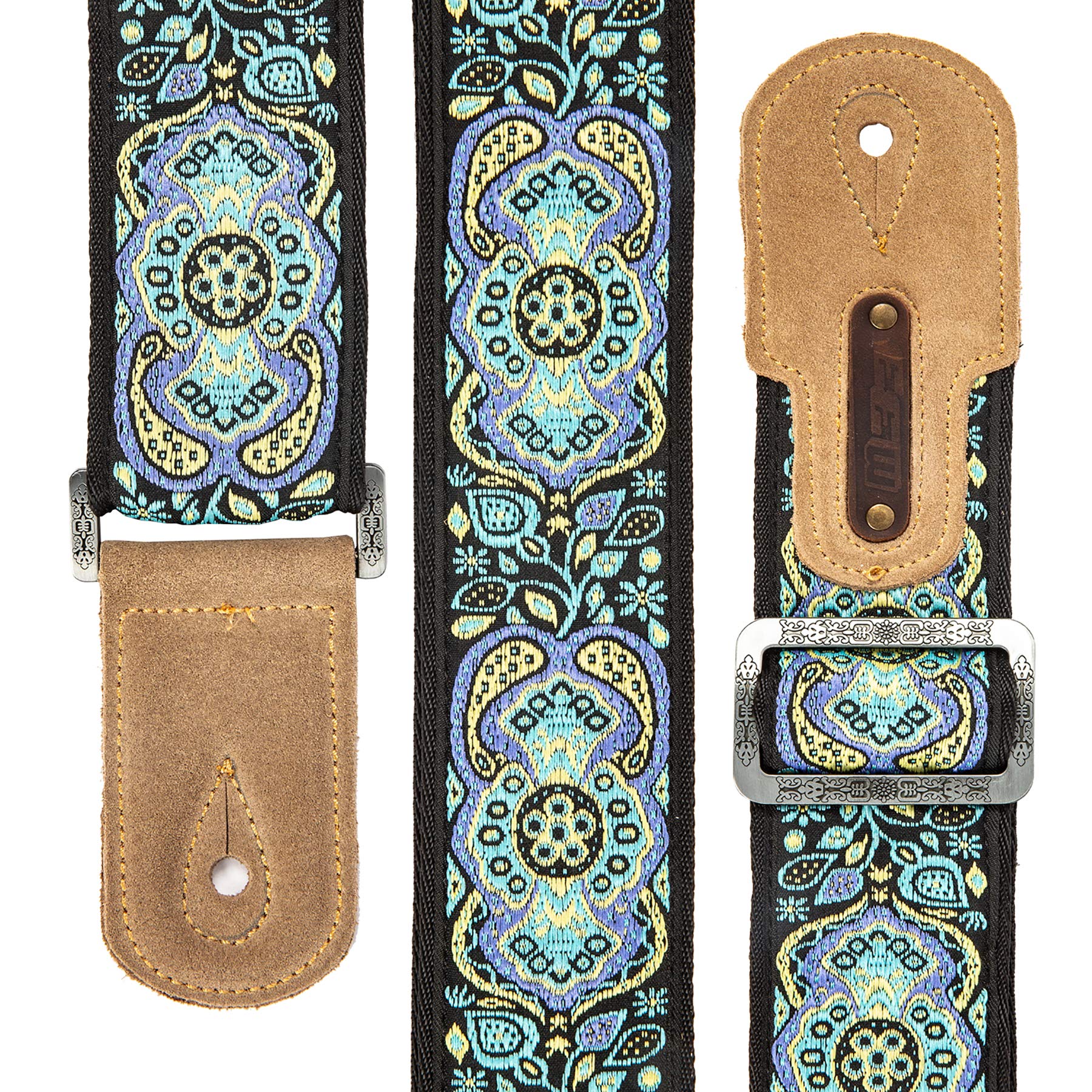M33 Guitar Strap Vintage Woven Collection Strap Set For Acoustic, Bass and Electric Guitars Includes Strap Button + Locks +Picks. Awesome Christmas Gift for Men & Women Guitarists