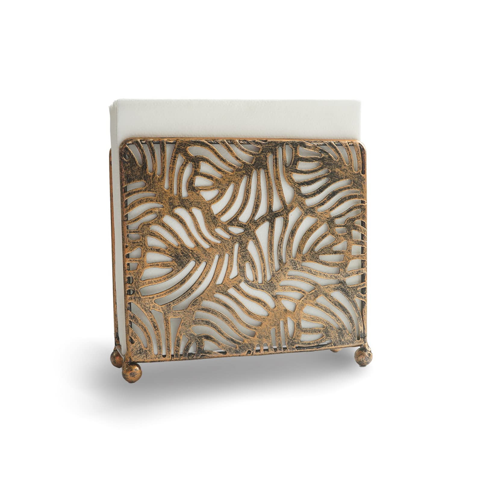 Cast Iron Classic Vintage Bronze Gold Leaves Napkin Holder For Table/Tabletop Freestanding Tissue Dispenser