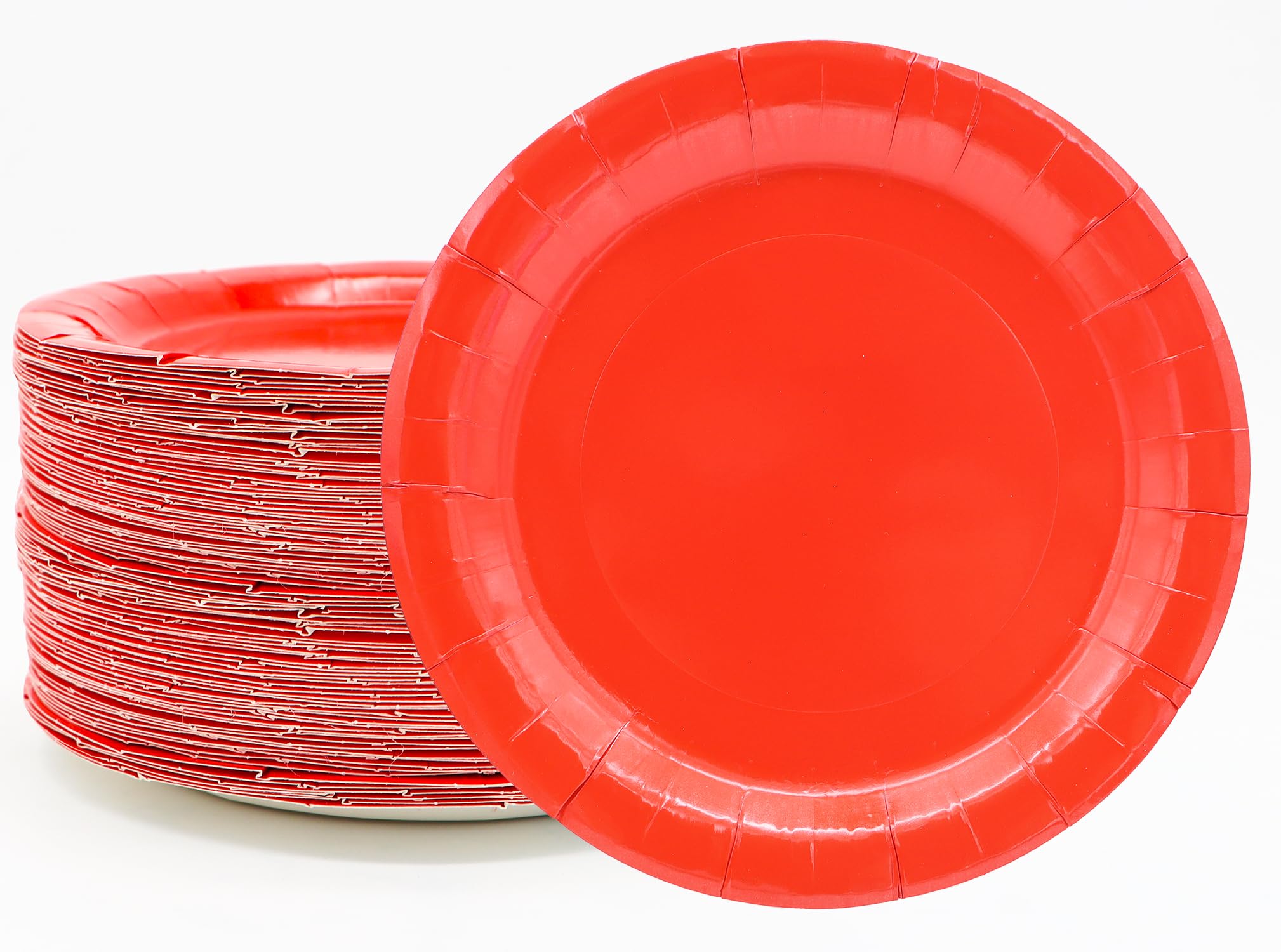 HSPAIDYP 50Pcs Red Party Supplies Red Paper Plates 7" Red Retro Dessert Plates Solid Red Christmas Plates for Solid Red Theme Wedding Bridal Baby Shower Red New Year Party Birthday Party Decor