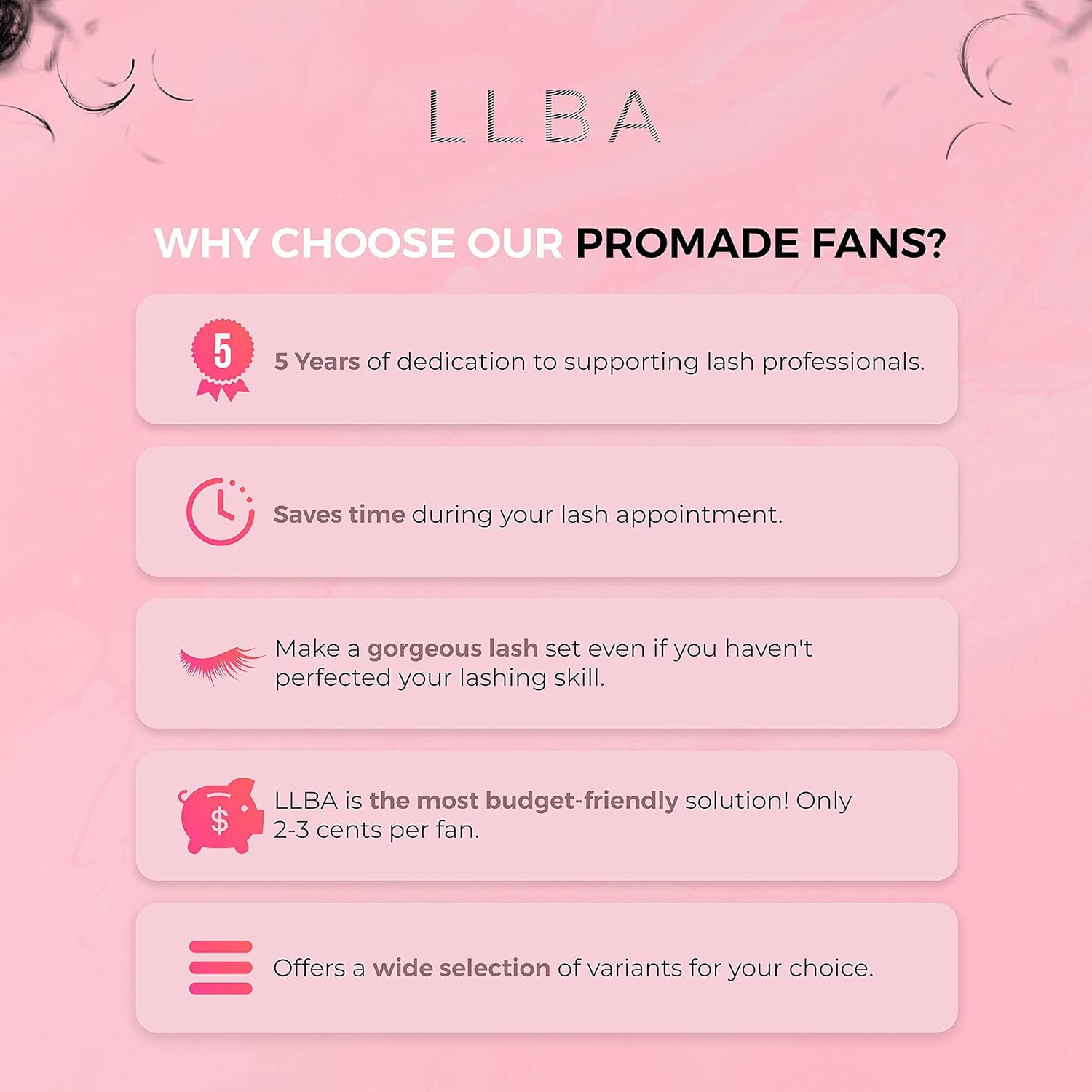 LLBA Promade Mix 750 Fans | Handmade Volume Eyelashes | Multi Selections From 5D To 12D | C CC D Curl | Thickness 0.03~0.1 mm | 9-18mm Length | Long Lasting | Easy Application 10D-0.03 D 13-14-15mm