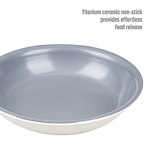 Goodful Ceramic Nonstick 11 Inch Frying Pan, Dishwasher Safe Pots and Pans, Comfort Grip Stainless Steel Handle, Skillet Made without PFOA, Cream