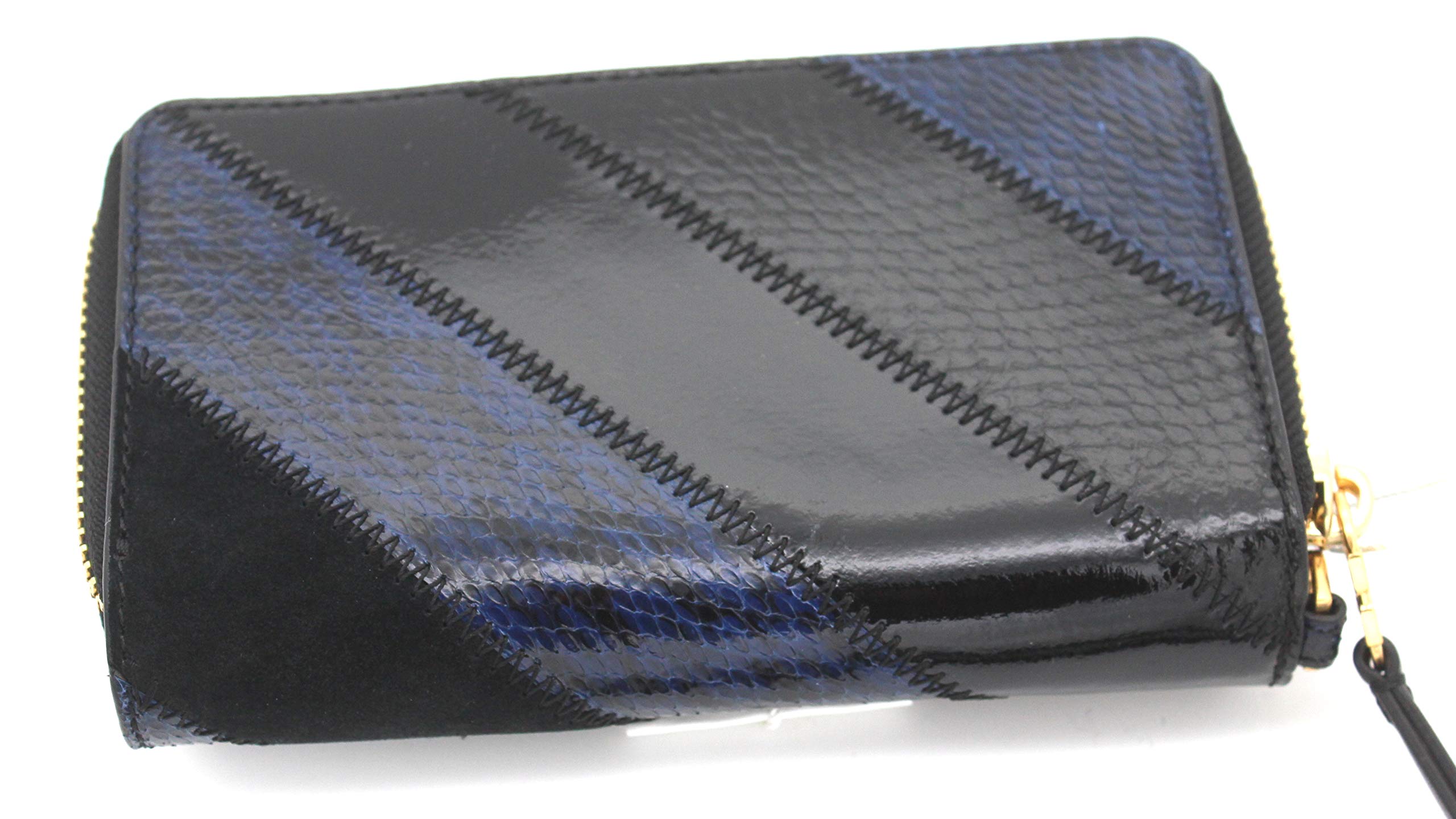 Medium Bifold Wallet Wristlet (Mult-itexture Blue/Black)