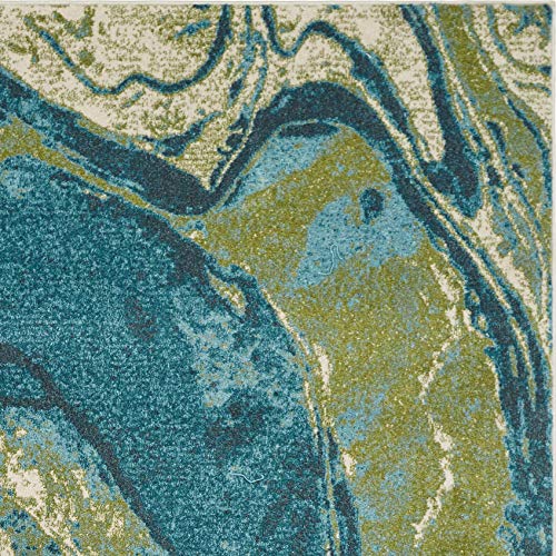 Kas Rugs Watercolors Mid-Century Abstract Area Rug - Teal 6'7" x 9'6"