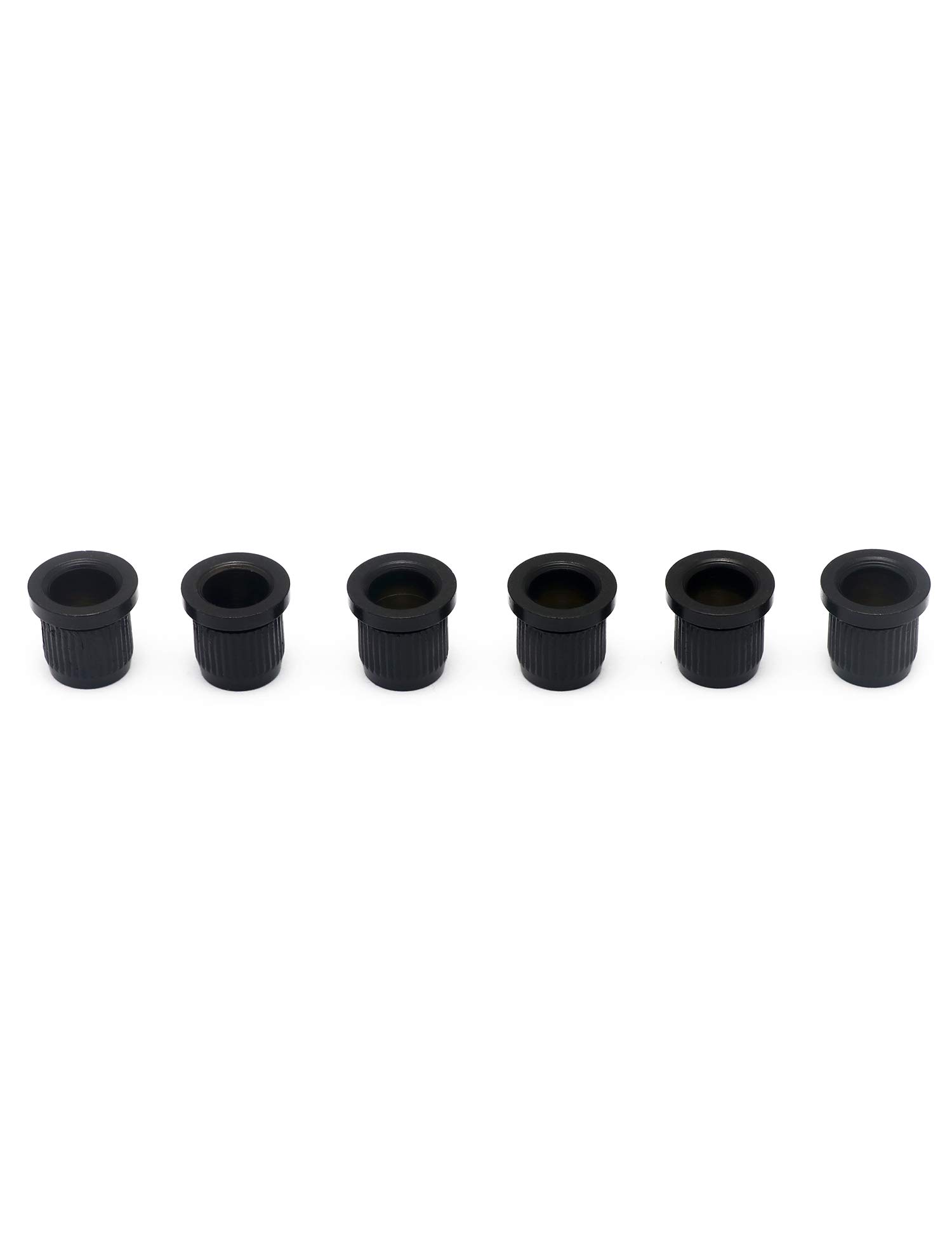 Metallor Guitar String Mounting Ferrules Through Body Mounts String Caps for Tele Telecaster Style Electric Guitar Parts Replacement Set of 6Pcs. (Black)