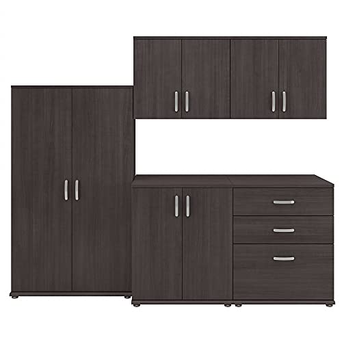 Bush Business Furniture Universal 5 Piece Modular Laundry Room Storage Set with Floor and Wall Cabinets, Storm Gray