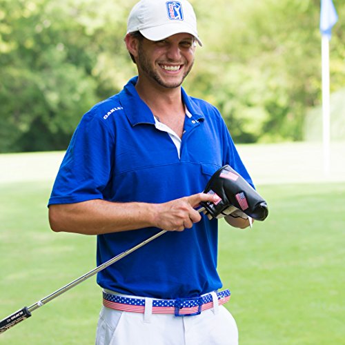 C4 Belts Summer Plaid Green Golf Belt with White Buckle - Adjustable for waist size up to 44 inch, Hypoallergenic