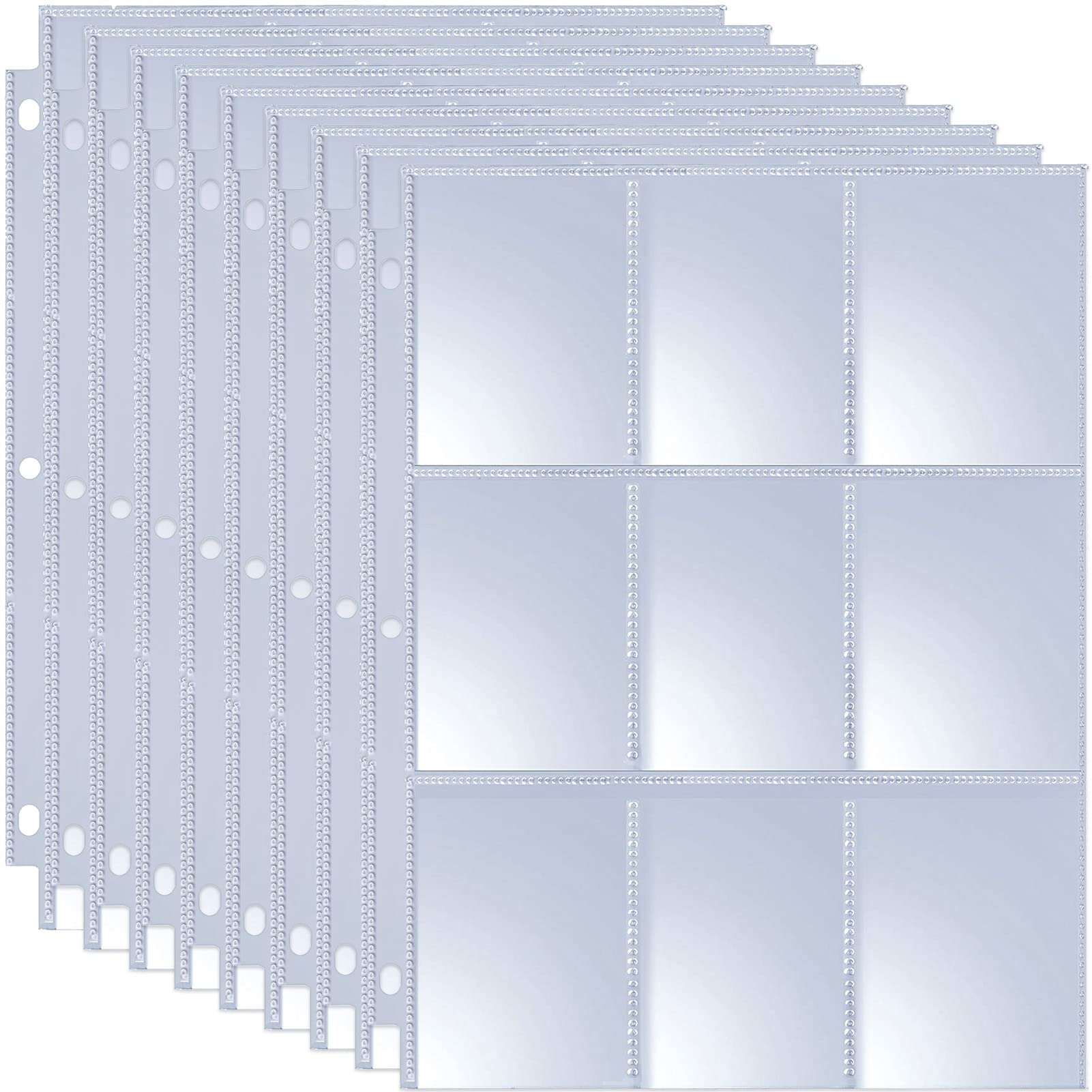 MaxGear 9-Pocket Baseball Card Sleeves, Trading Card Sleeves Pages for 3 Ring Binder, 120 Pack, 1080-Pocket Baseball Card Protectors for Sports Cards, Coupon, Game Cards, Business Cards