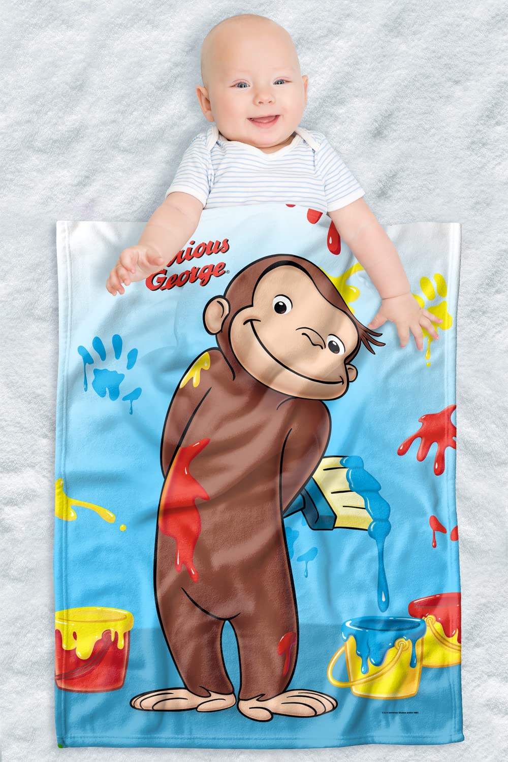 LOGOVISION Curious George Lightweight Baby Blanket, 30"X40", Paint Unisex for Infants Girls & Boys