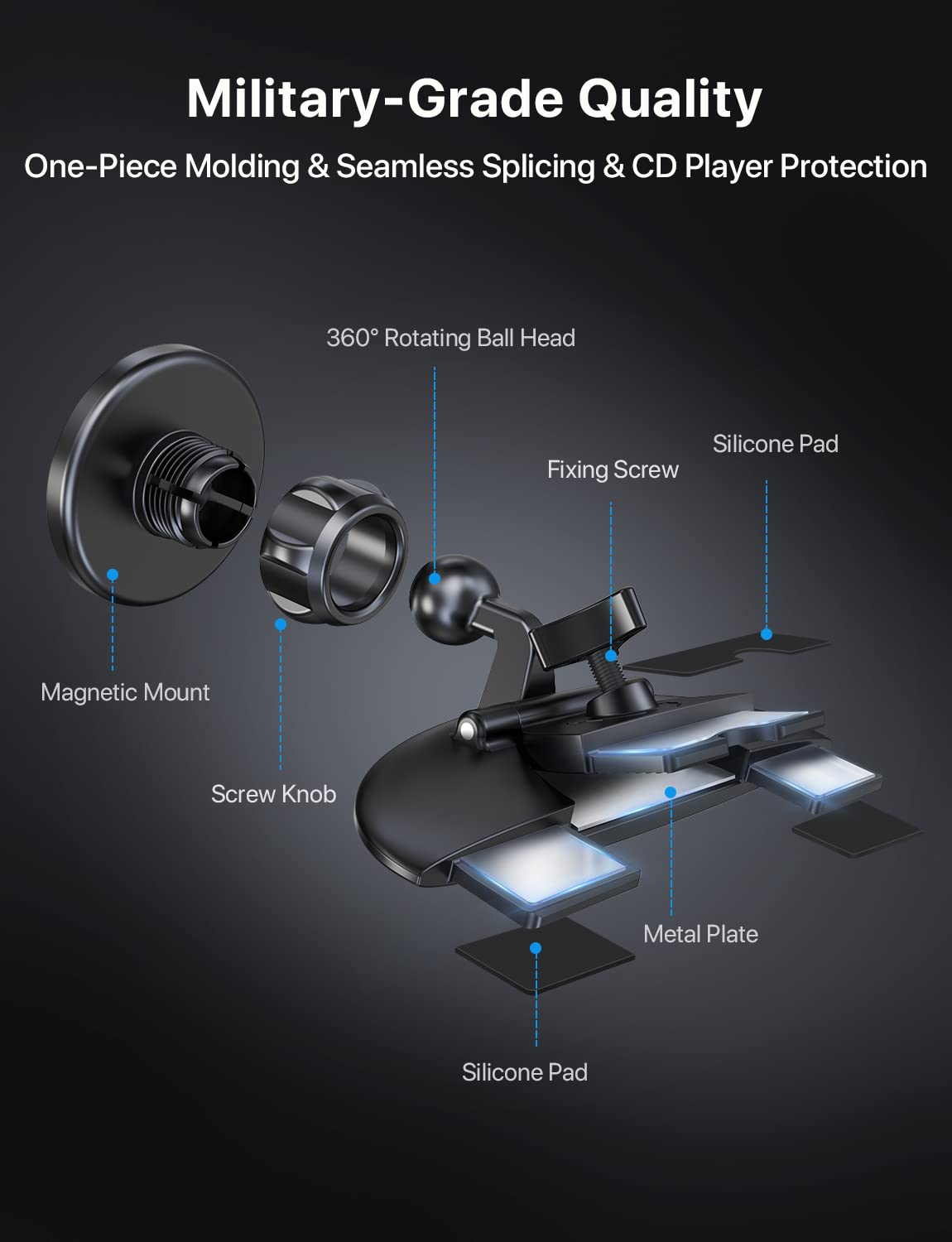 Ciencimy CD Car Mount Compatible with MagSafe iPhone 15 14 13 12 Pro Max Plus, [Built-in Metal Steel] Magnetic CD Slot Phone Holder & [Stable Metal Hook] Car Vent Phone Mount
