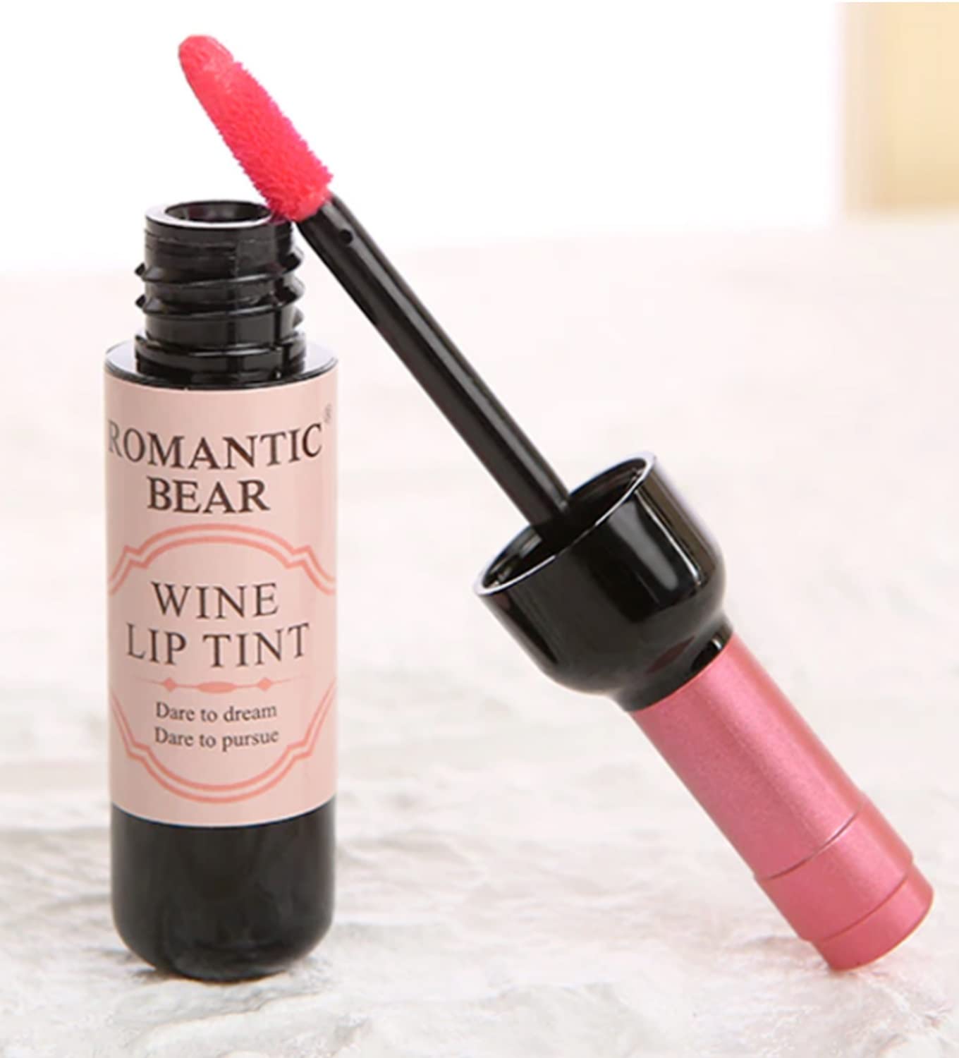 DEALPLUSDEAL ROMANTIC BEAR Wine Lip Tint - 6 Pcs Set Long Lasting Color Waterproof Wine Bottle Design Lip Gloss Lip Makeup Liquid Lipgloss