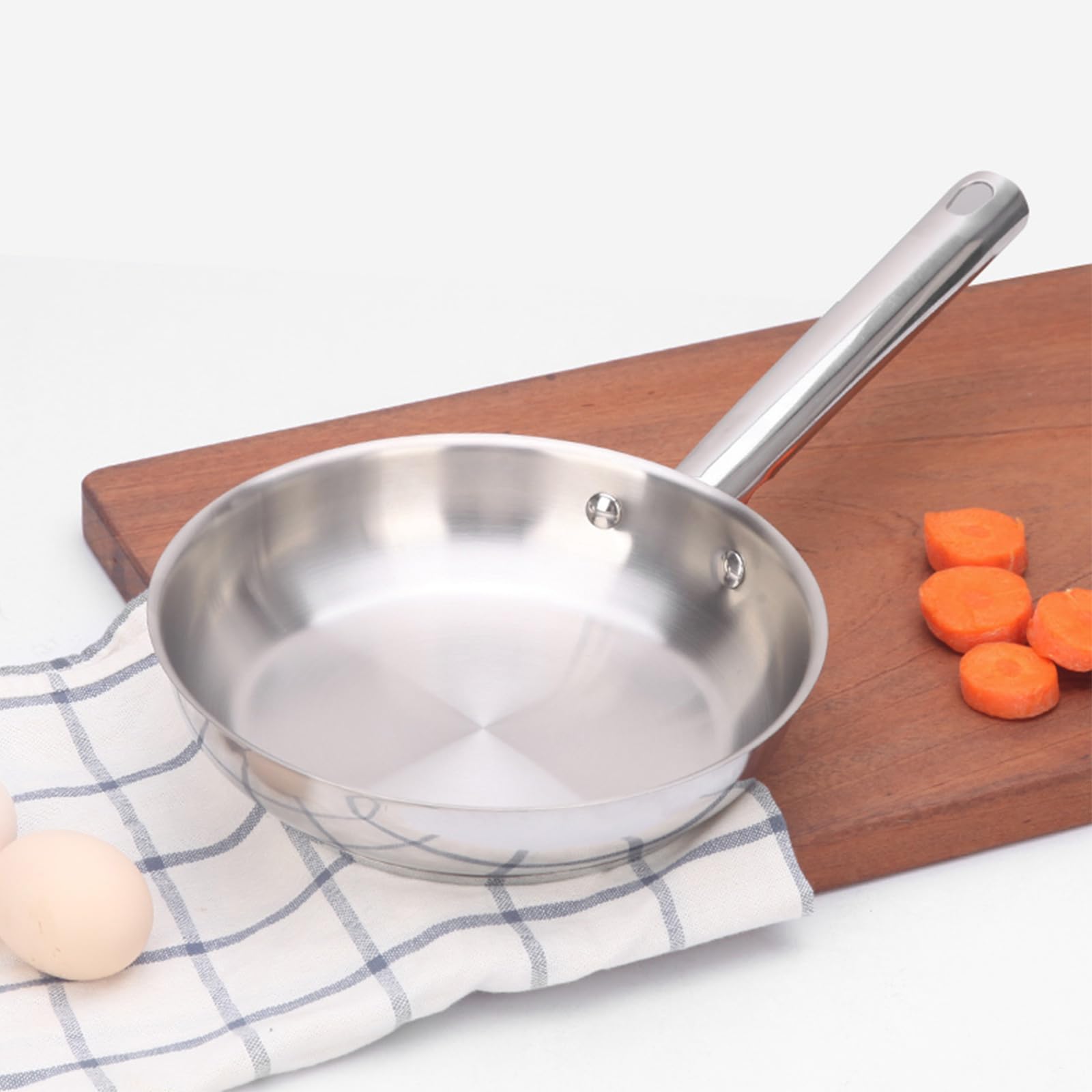 Daddynme Tri-Ply Stainless Steel 8inch Small Frying Pan, Chef's Pans Oven safe induction kitchen skillet,Suitable for All Stove