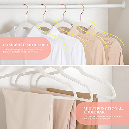 HOUSE DAY Clear Skirt Hangers 12 Pack and White Velvet Hangers 50 Pack, Closet Hangers Set, College Dorm Room Essentials