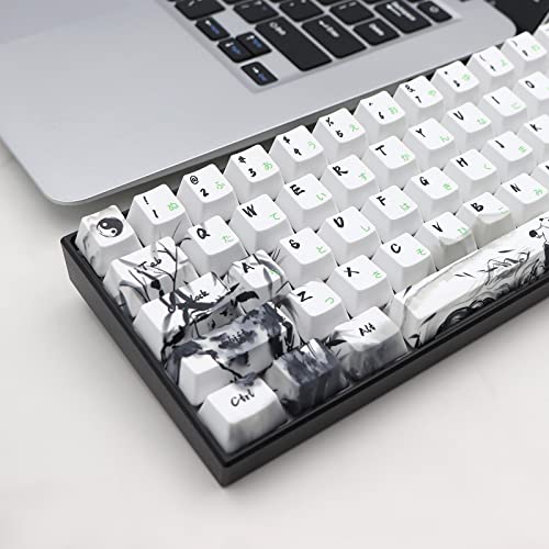 JSJT Custom Keycaps 110 Keys Panda Keycaps PBT Dye Sublimation Japanese Keycaps OEM Profile Keycaps with Keycap Puller for Cherry MX Switch 104/87/71/61 60 Percent Mechanical Keyboard