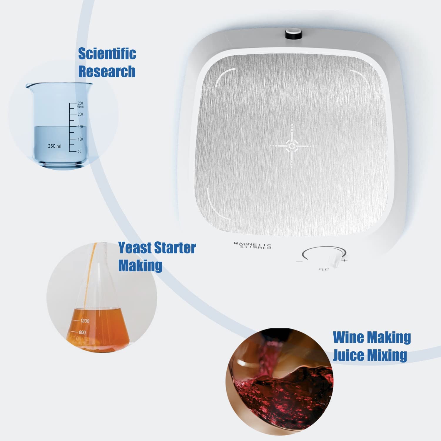 Dolfinie Magnetic Stirrer, Stir Plate with Stir Bar (No Heating), Capacity 3000ml Magnetic Mixer [Upgrade]