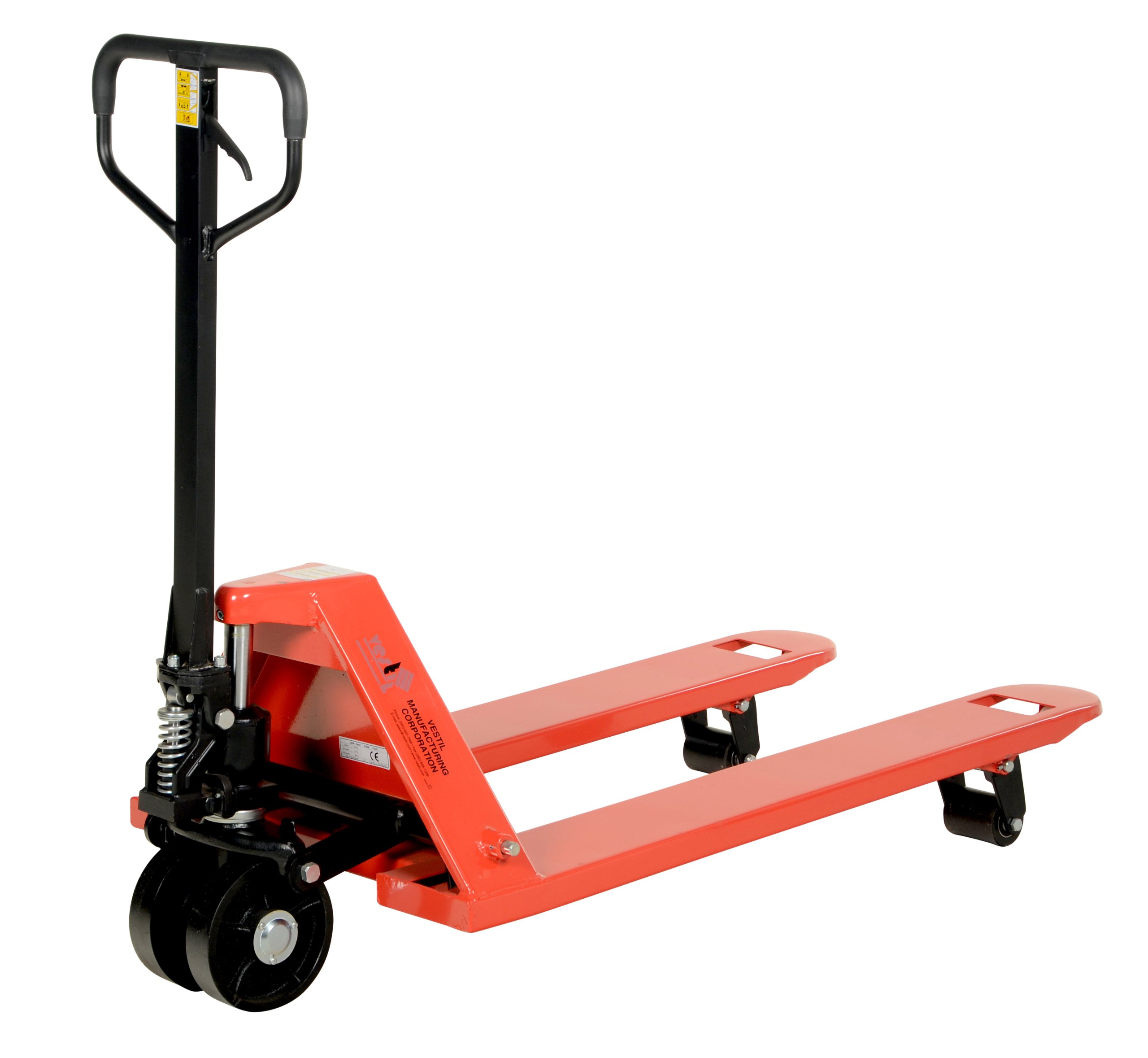 Vestil PM5-2748-S Full Featured Pallet Truck with Steel Wheels, 5500 lbs Capacity, 48" Length x 27" Width Fork