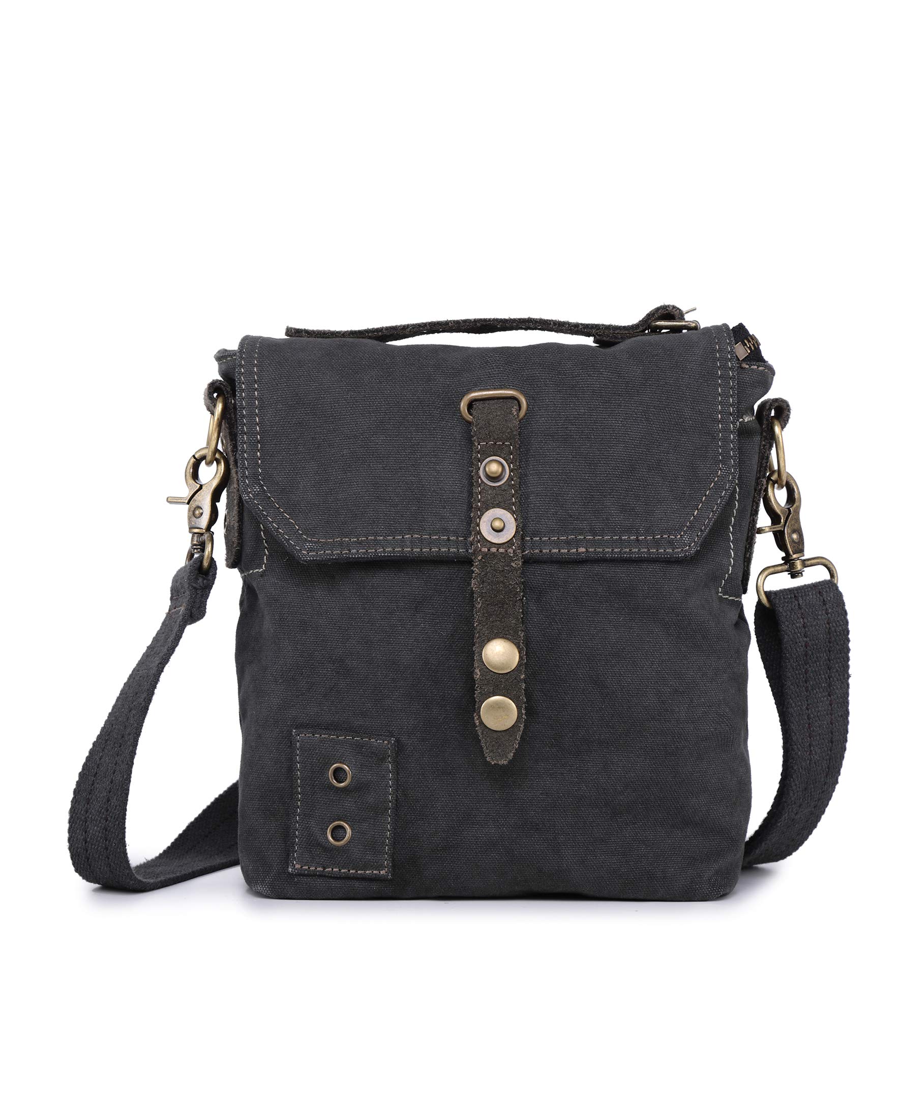 TSD Brand Coastal Canvas Crossbody Bag (Dark Grey)
