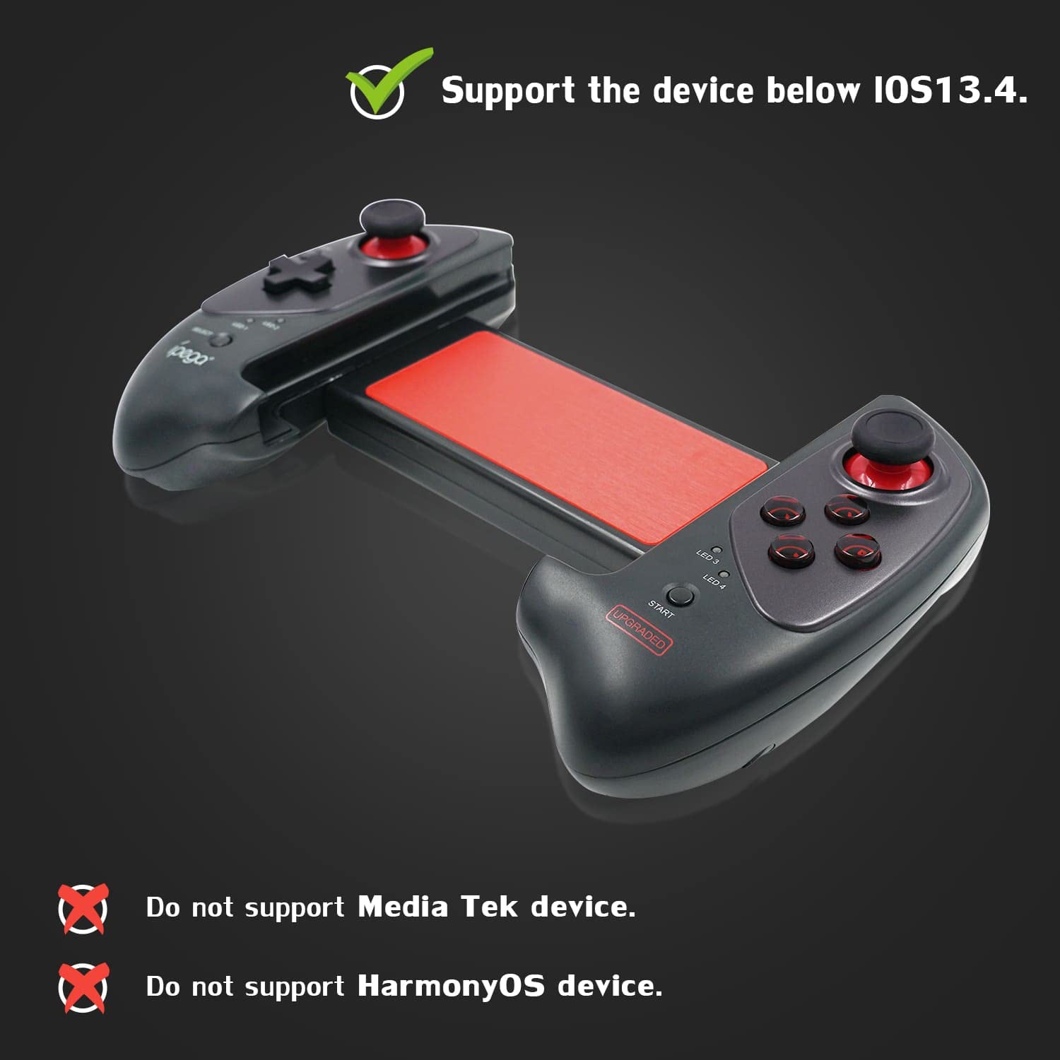 Mcbazel PG-9083s Wireless 3.0 Stretching Extendable Gamepad Telescopic Game Controller Joystick Pad for 5-10 inch Android Smart Phone Tablet Windows PC (NOT for iOS)