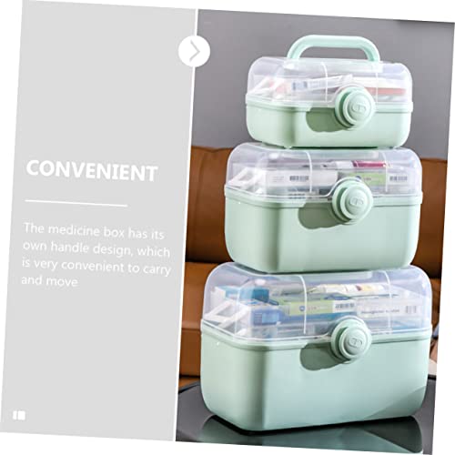 KICHOUSE Large Capacity Multi Medicine Organizer Box Lockable Storage Box for Family Use Home Medicine Box with Detachable Tray for Emergency Supplies