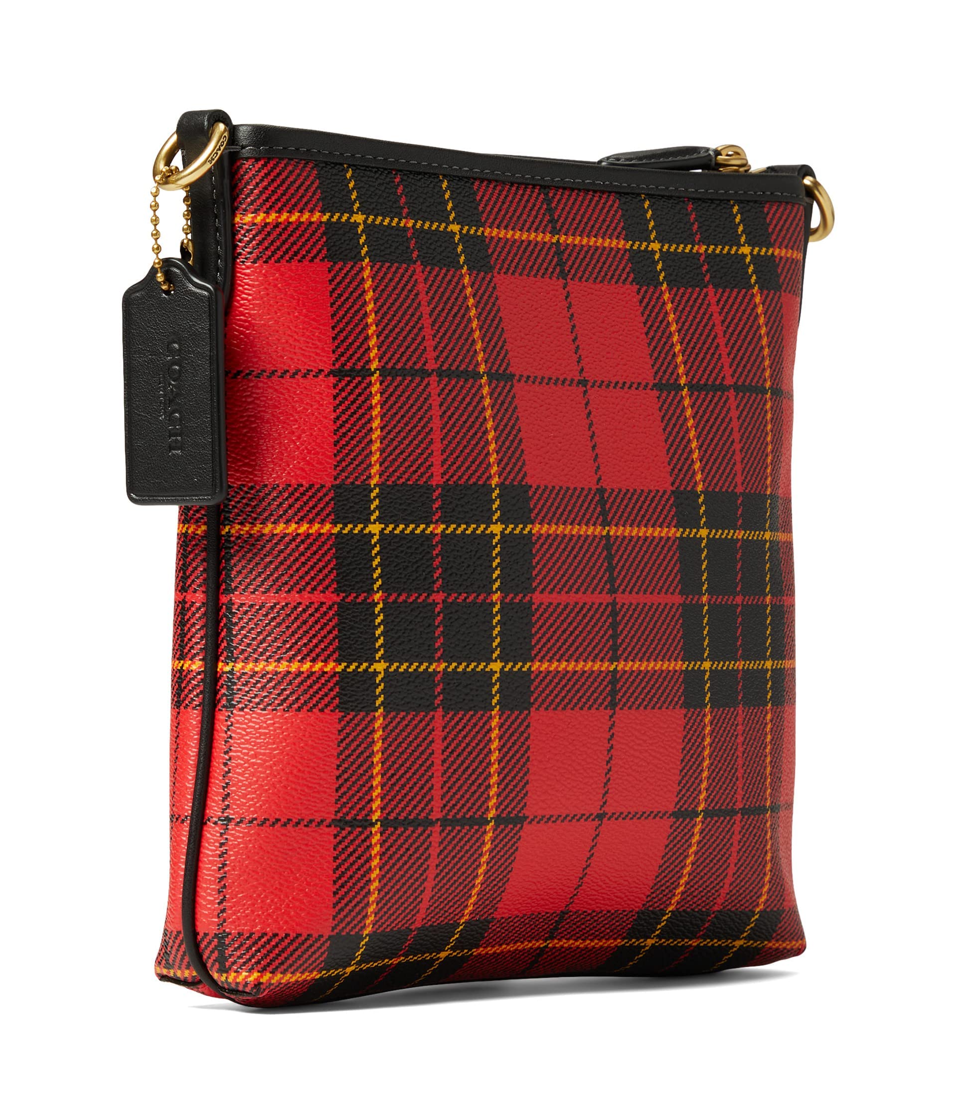 Coach Novelty Box Program Plaid Print Kitt Red Multi One Size