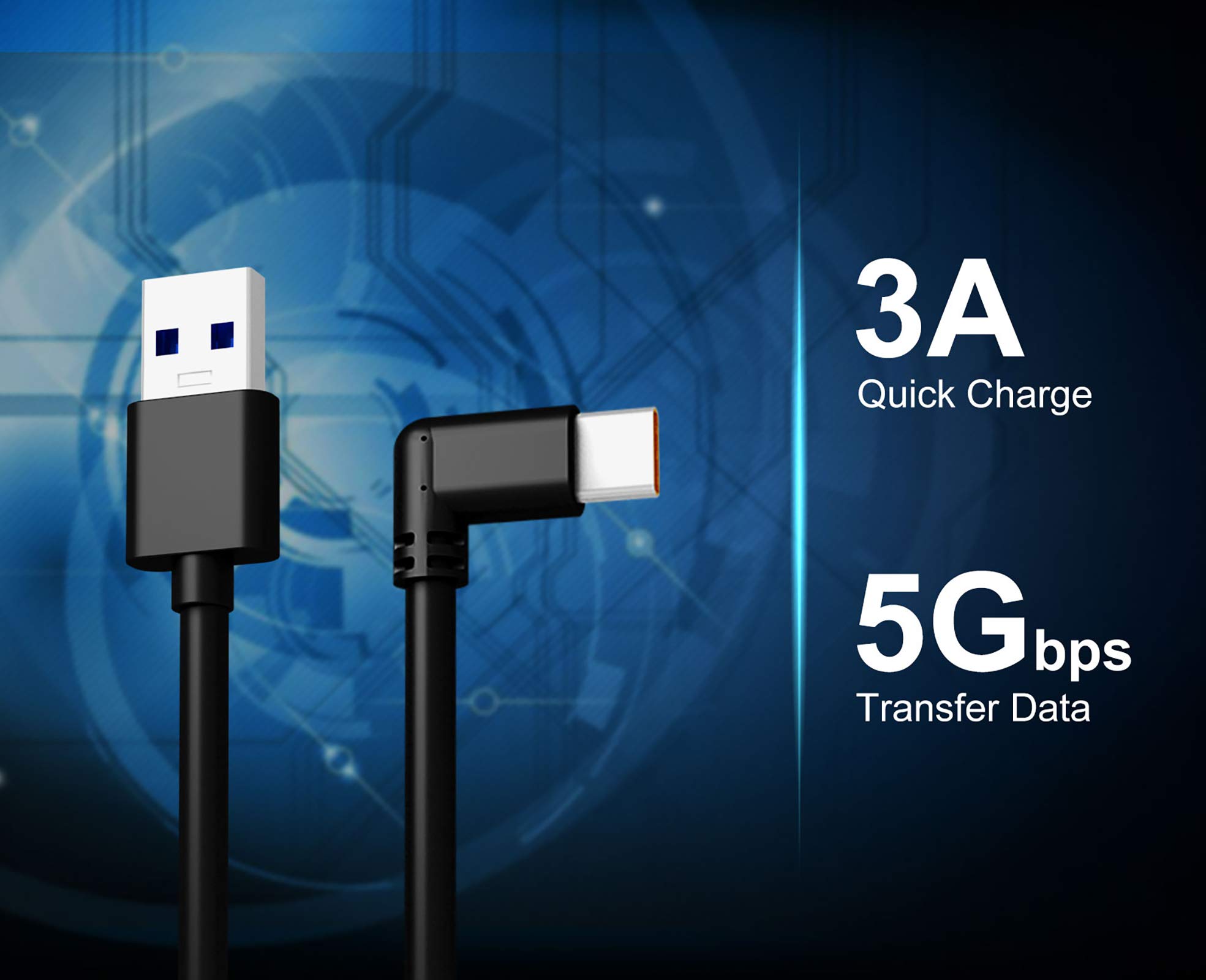 Cable Compatible with Oculus Quest, Shample USB 3.1 Gen 1 Type C Stable Data Transmission 5 Gigabits Per Second and Fast Charging Link Cable for Quest 2/1 and Other Type C Devices, 10FT/3M