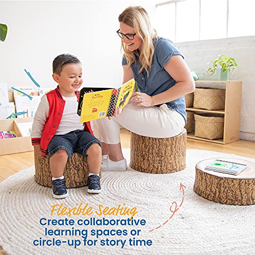 ECR4Kids SoftZone Tree Stump Stool Set, Flexible Seating for Classrooms & SoftZone Tree Log Climber Playset, Indoor Toddler Climbing and Stepping
