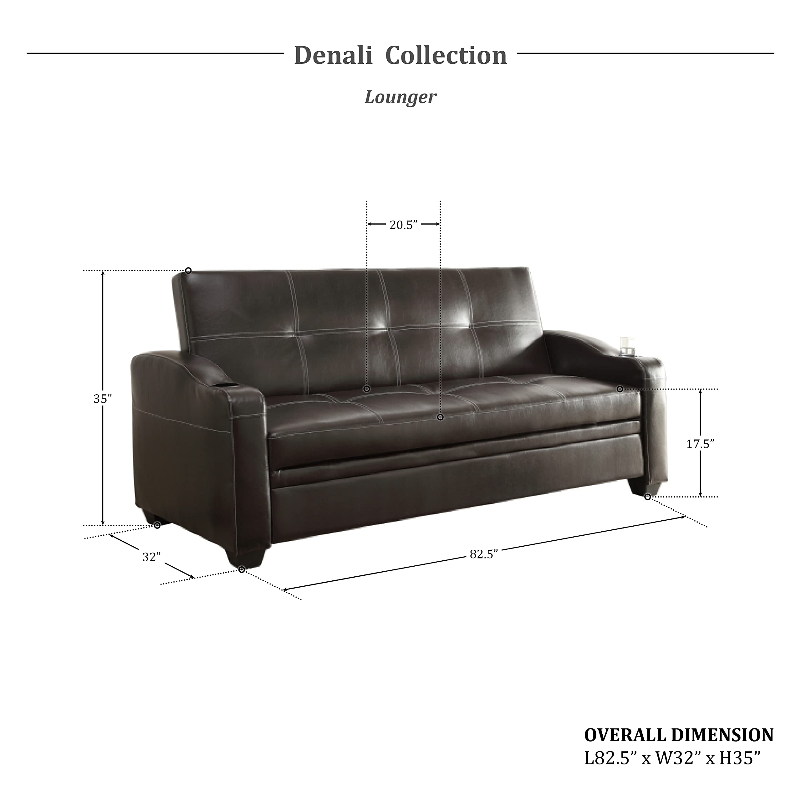 Lexicon Denali Futon Sofa Sleeper, Dark Brown