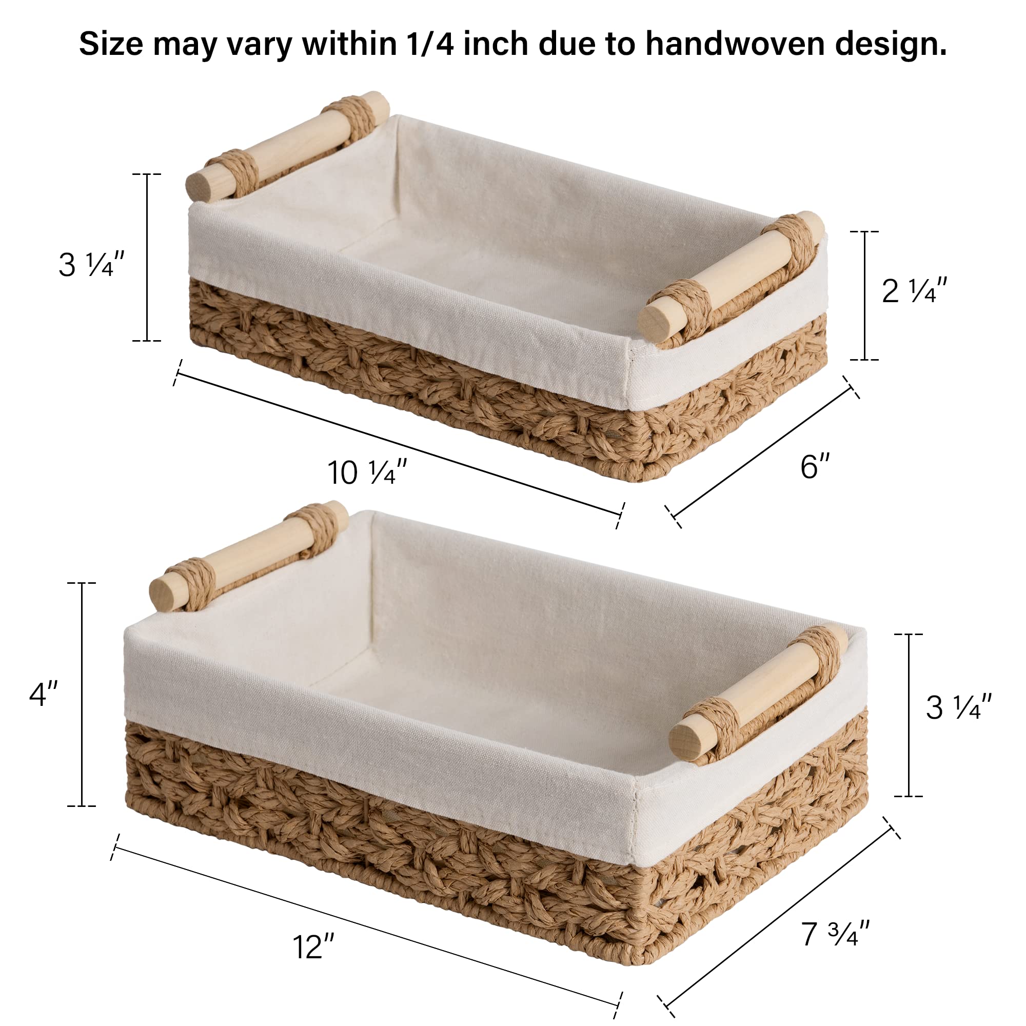 StorageWorks Bathroom Baskets for Organizing, Small Wicker Basket for Bathroom Organizer, Round Paper Rope Storage Basket for Bathroom Countertop, Set of 2