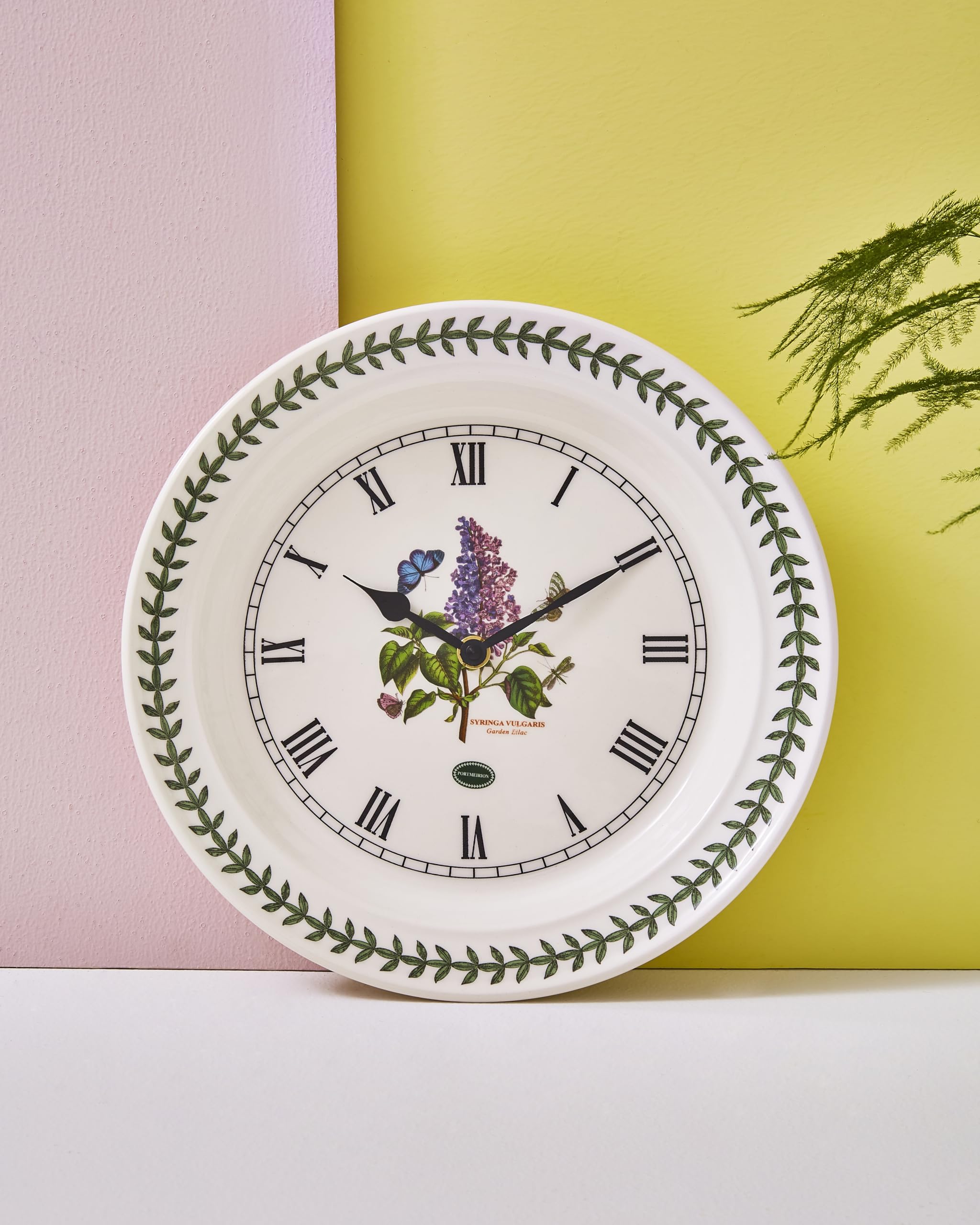 Portmeirion Botanic Garden 10.5" Wall Clock | Garden Lilac Motif | Fine Earthenware | Chip Resistant Glaze | Made in England | Ideal for Room & Kitchen Décor