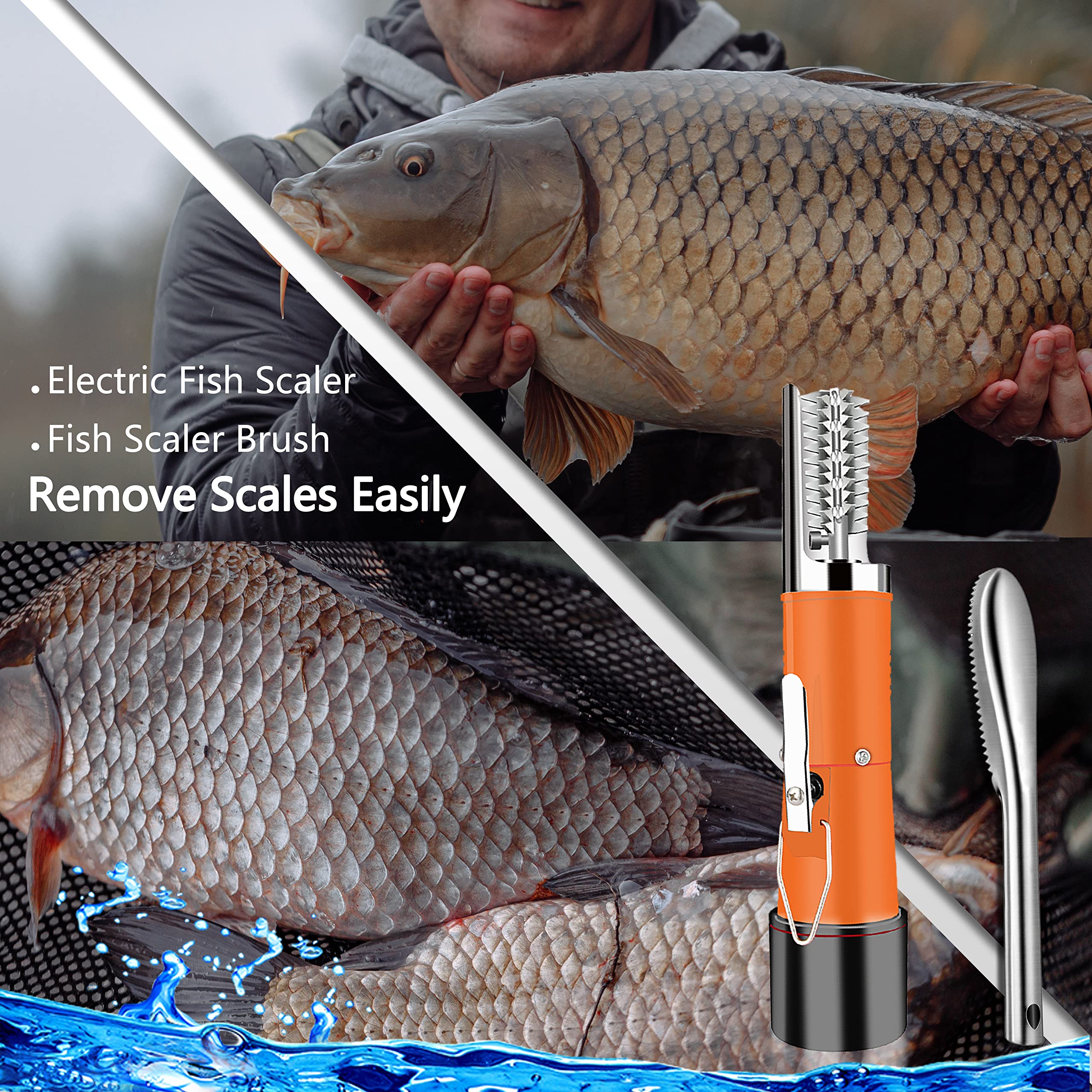 Cordless Electric Fish Scaler Set,Powerful Dynamic Fish Scaler with 2600mAh rechargeable batteries,Easily Remove Fishscales without Fuss Or Mess for Chef and Home Cooks Fish Cleaning tools