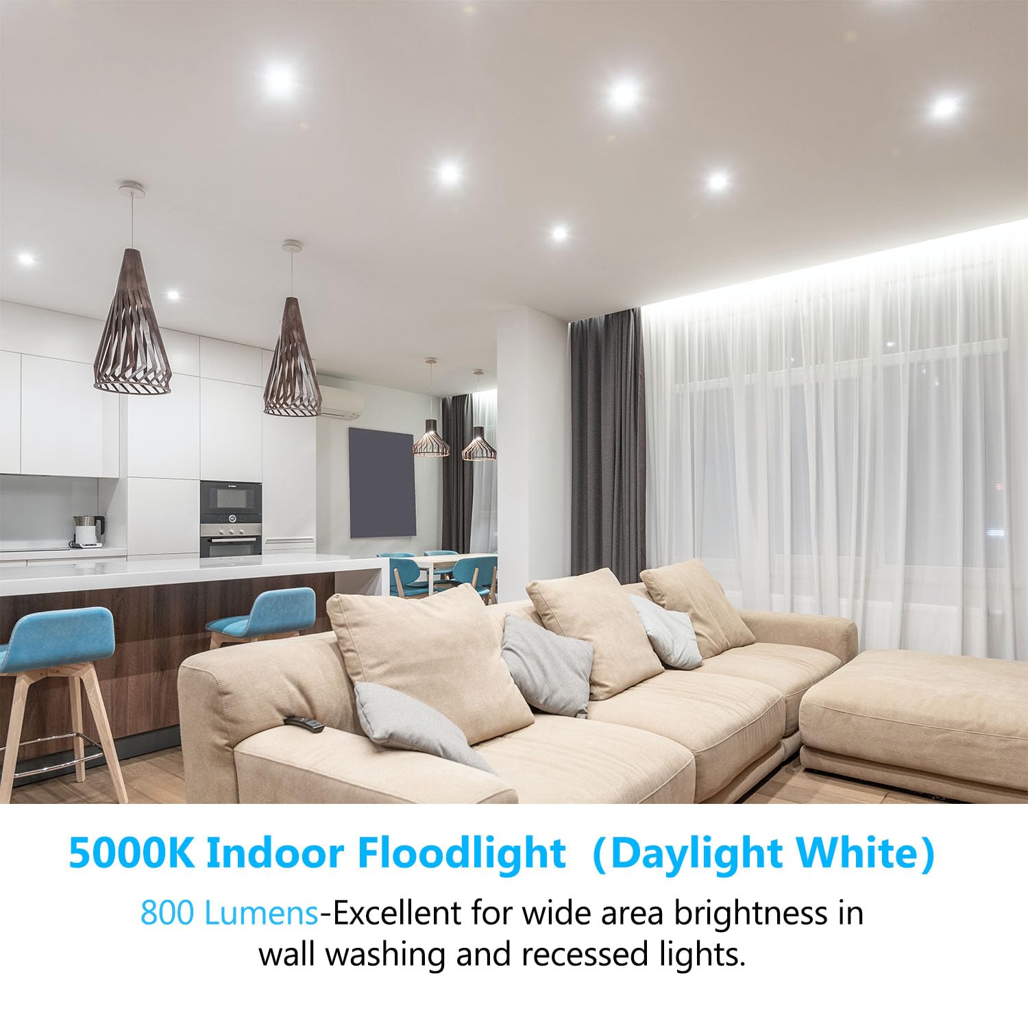 dalattin 12 Pack BR30 LED Bulbs 65W Equivalent, Dimmable Indoor Flood Lights 5000K Daylight White, 9W, 800 Lumens, E26 Base, LED Recessed Light Bulb for Living Room, Bedroom, Bathroom, Kitchen
