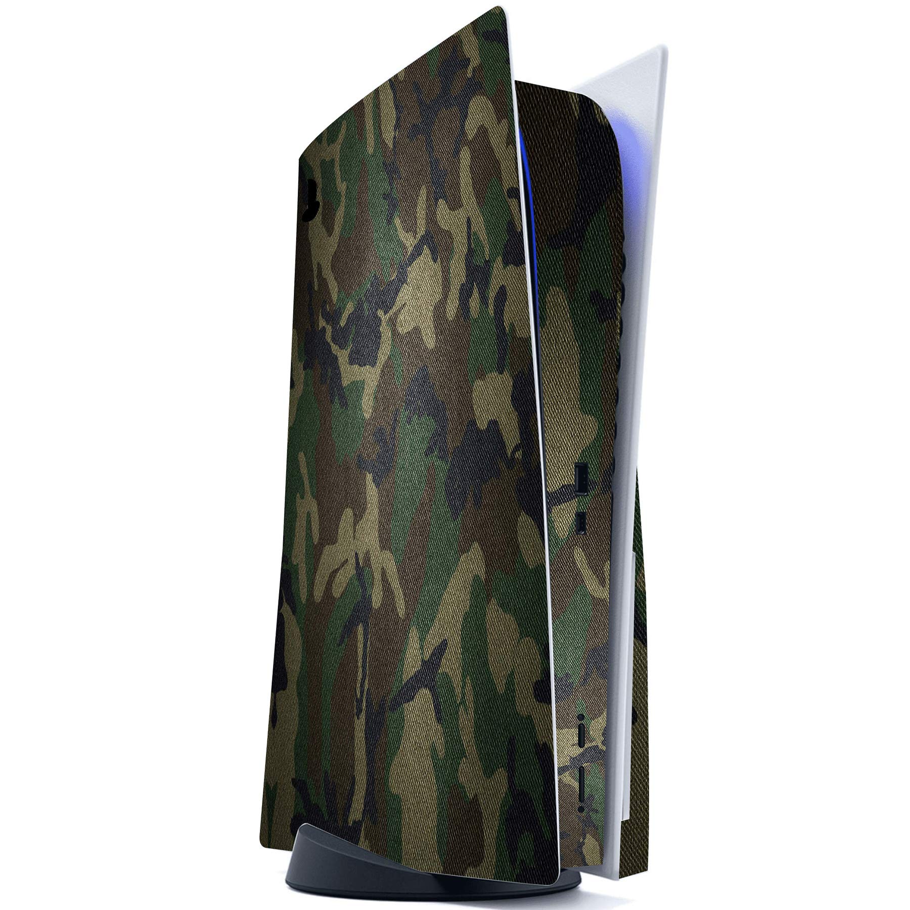 PlayVital Army Green Camouflage Full Set Skin Decal for ps5 Console Disc Edition, Sticker Vinyl Decal Cover for ps5 Controller & Charging Station & Headset & Media Remote